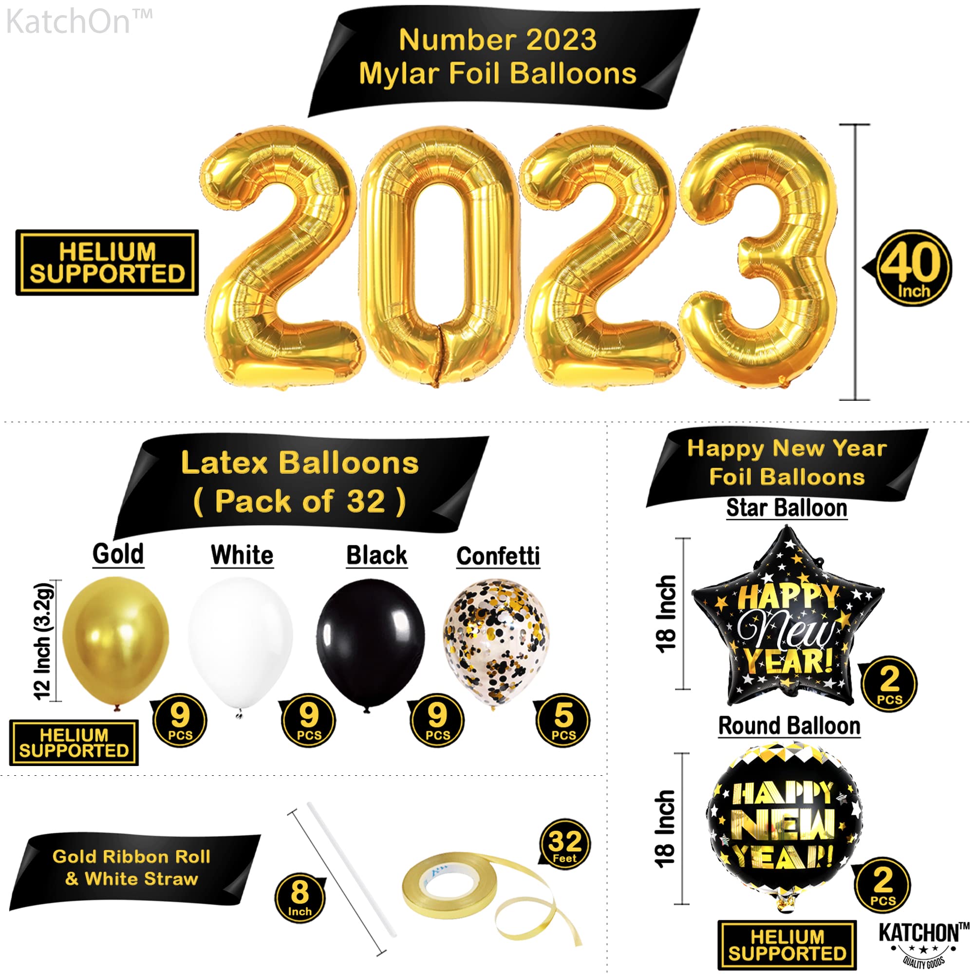 Huge, Happy New Year Decorations 2023 Set - Pack of 76 | Happy New Year ...