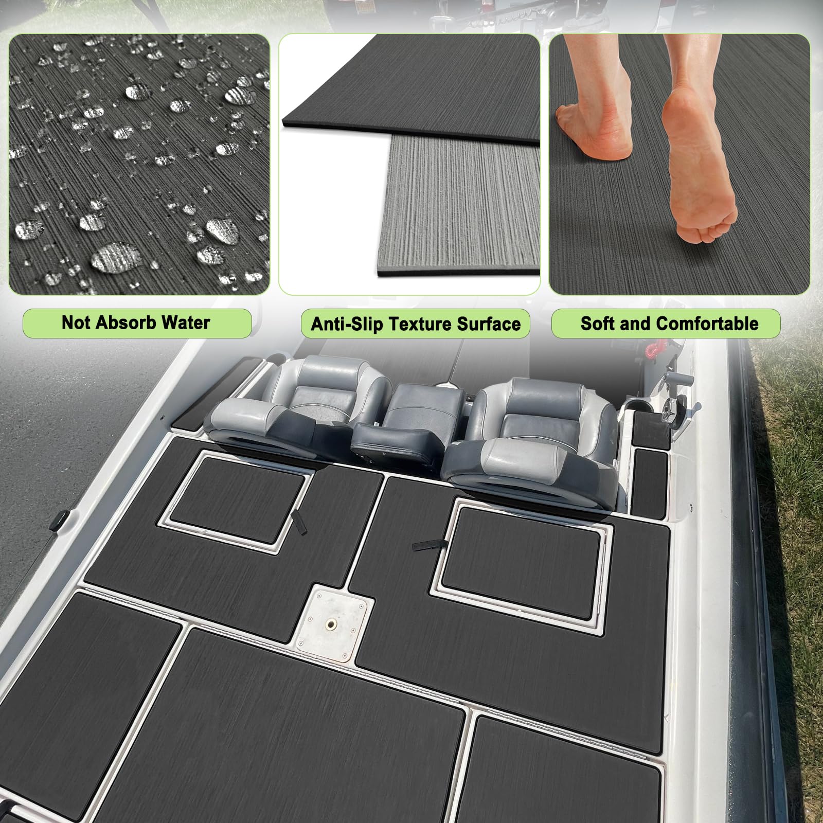 Boat Flooring Foam Boat Decking Self Adhesive Marine Non Slip Mats 94.5 ...