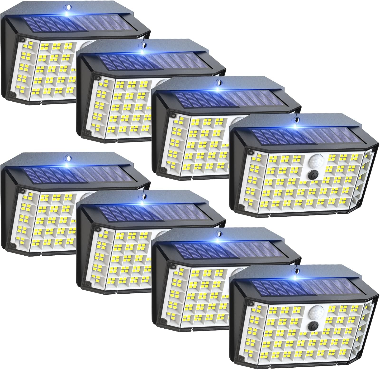 CLAONER [8 Pack] Solar Lights Outdoor 176LED Motion Sensor Light IP65 ...