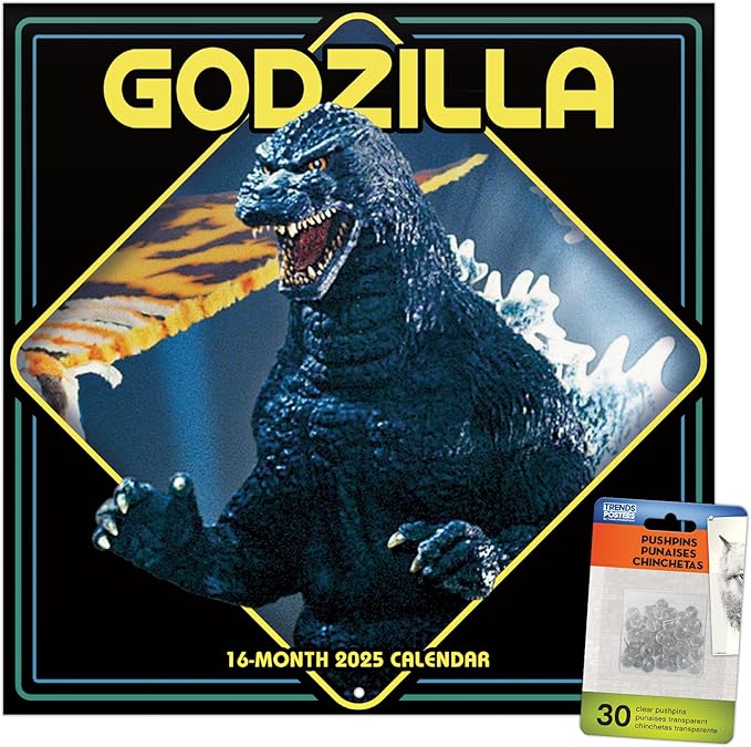 Amazon.com: 2025 Godzilla - Classic Wall Calendar & Push Pins : Office ...