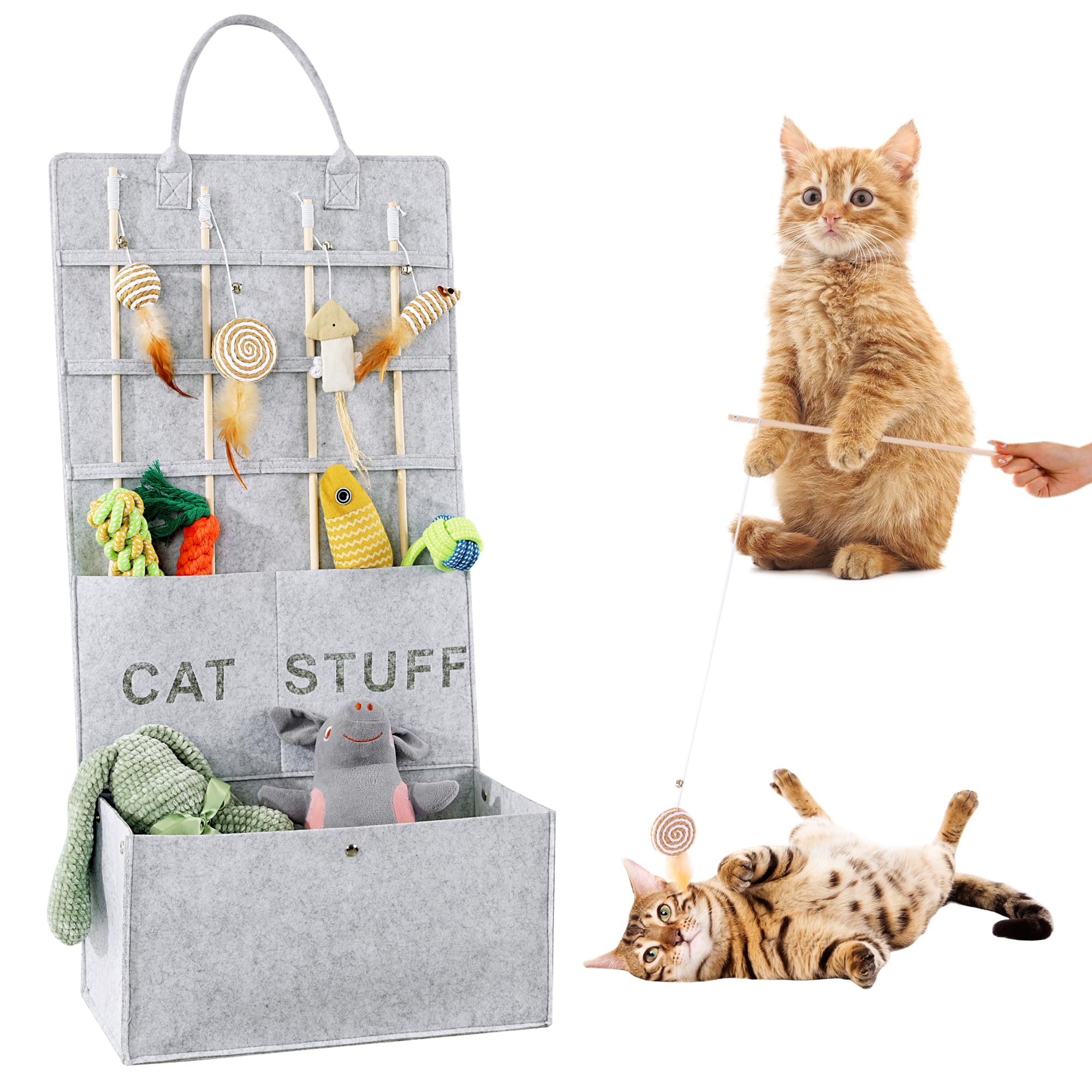 Amazon.com : MABOZOO Cat Toy Storage Organizer for Wand Toys,Durable ...