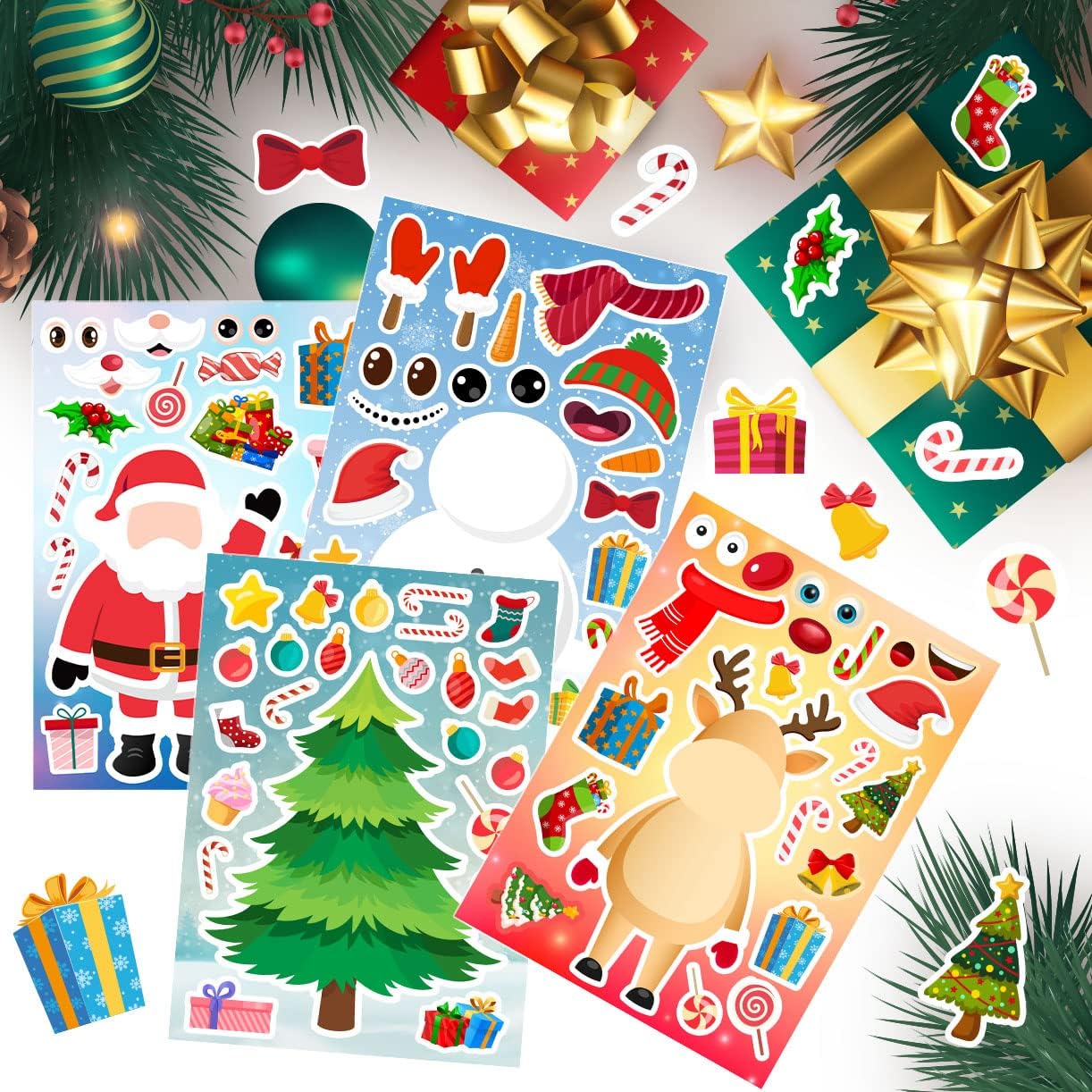 32 hojas de calcomanías de Navidad, calcomanías de Navidad para niños ...