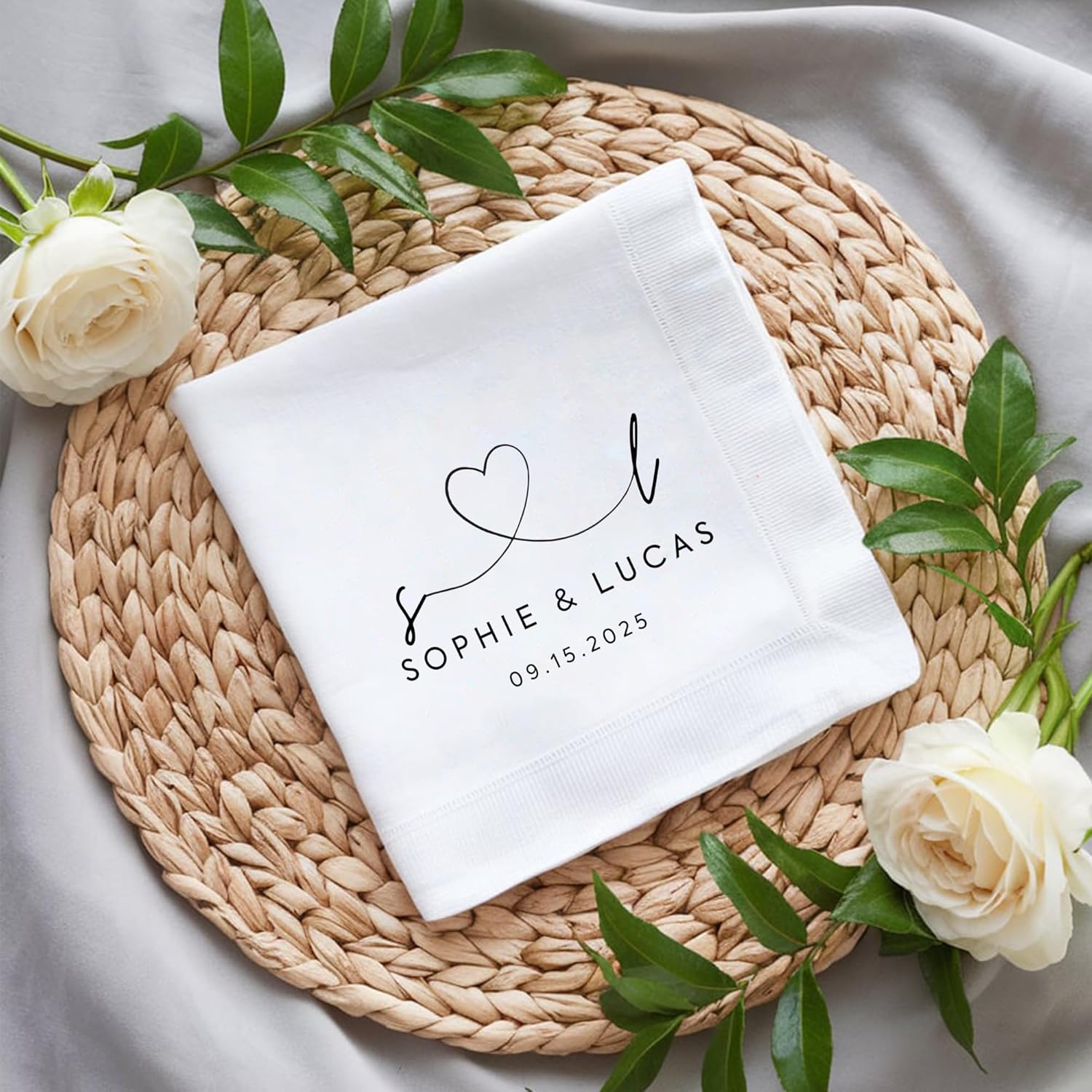 Amazon.com | LULLBABYMALL Custom Wedding Cocktail Napkins, Personalized ...