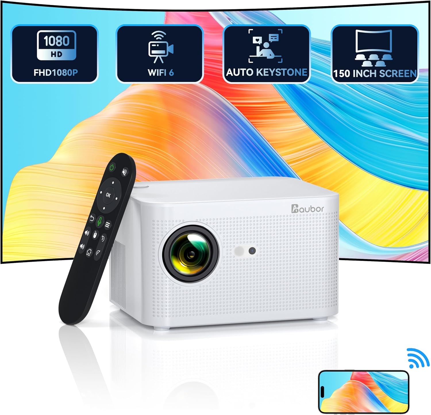 Amazon.com: Aubor 4K Projector with Wifi and Bluetooth, Electric Focus ...