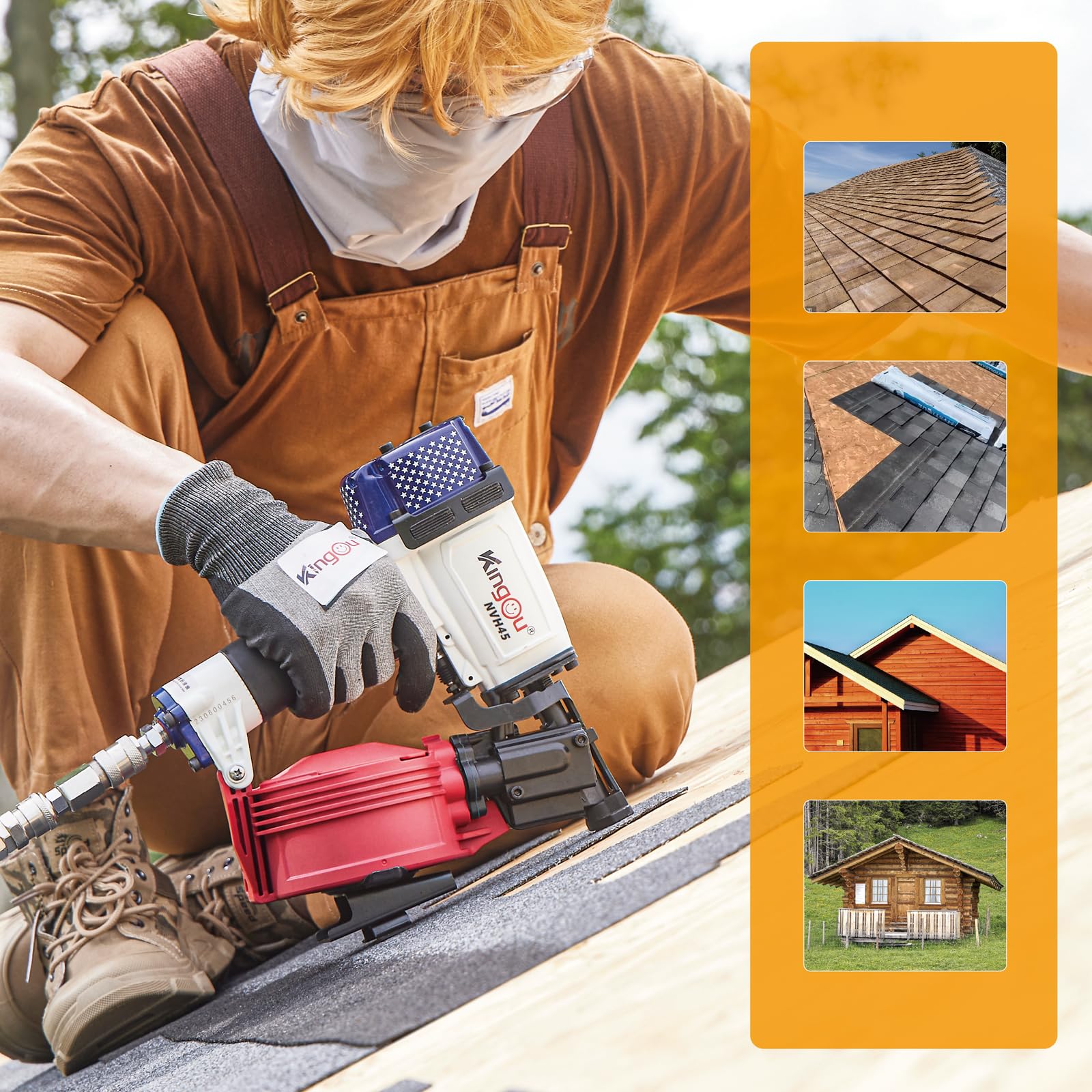 Snapklik.com : Kingou American Style NVH45 Roofing Nailer Gun For ...