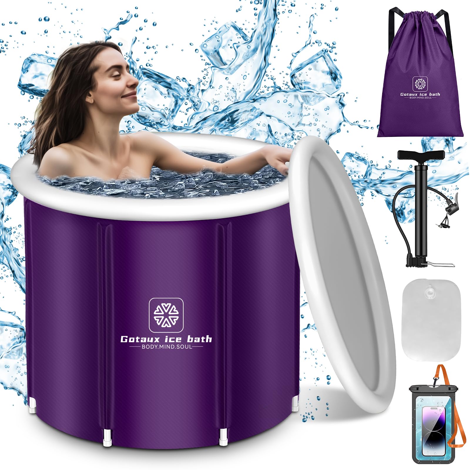 Gotaux Ice Bath Tub for Athletes & Adults,XL 100 Gallons Portable Cold ...