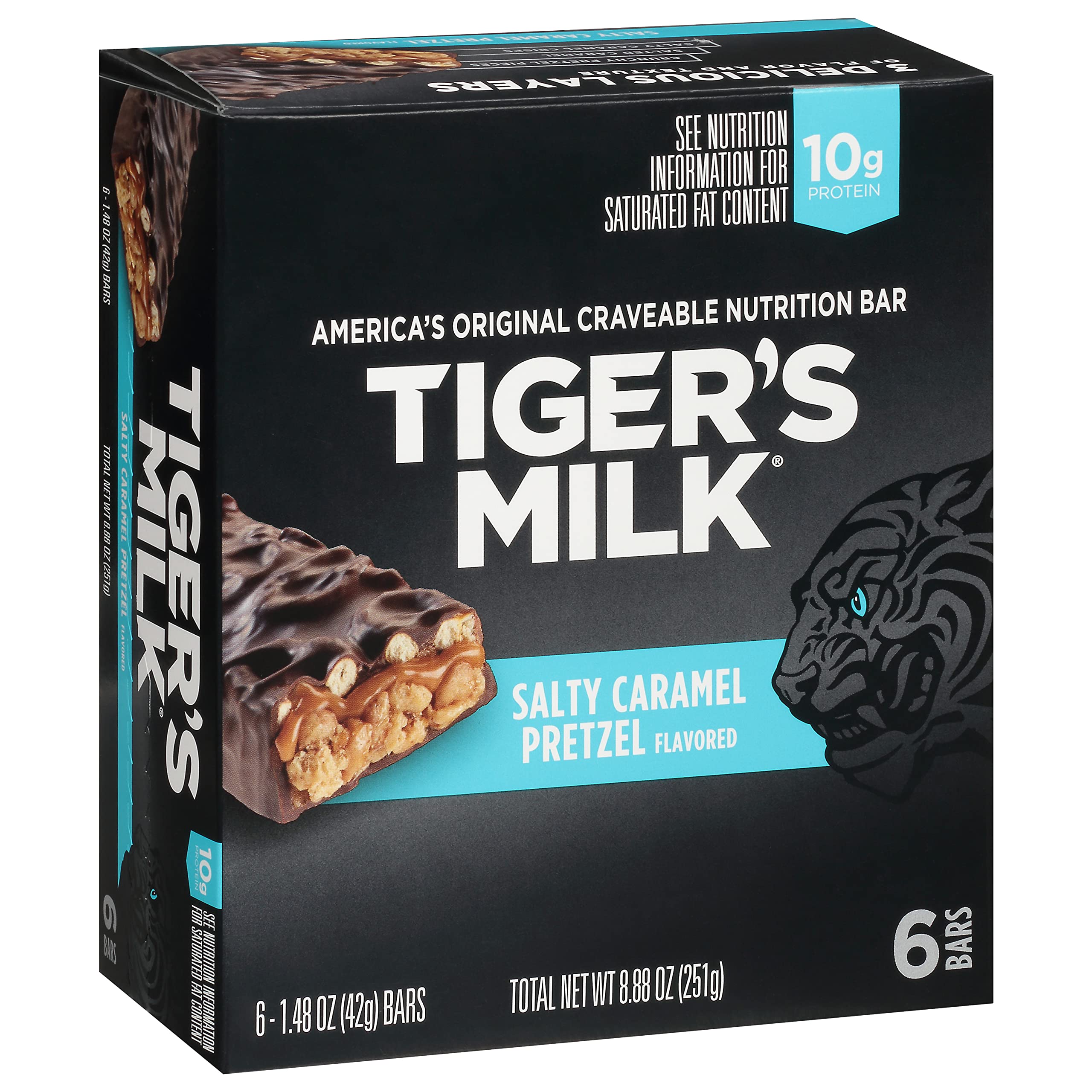 Tiger's Milk Salty Caramel Pretzel Protein Bar - 6 Count Pack | Buy Now ...