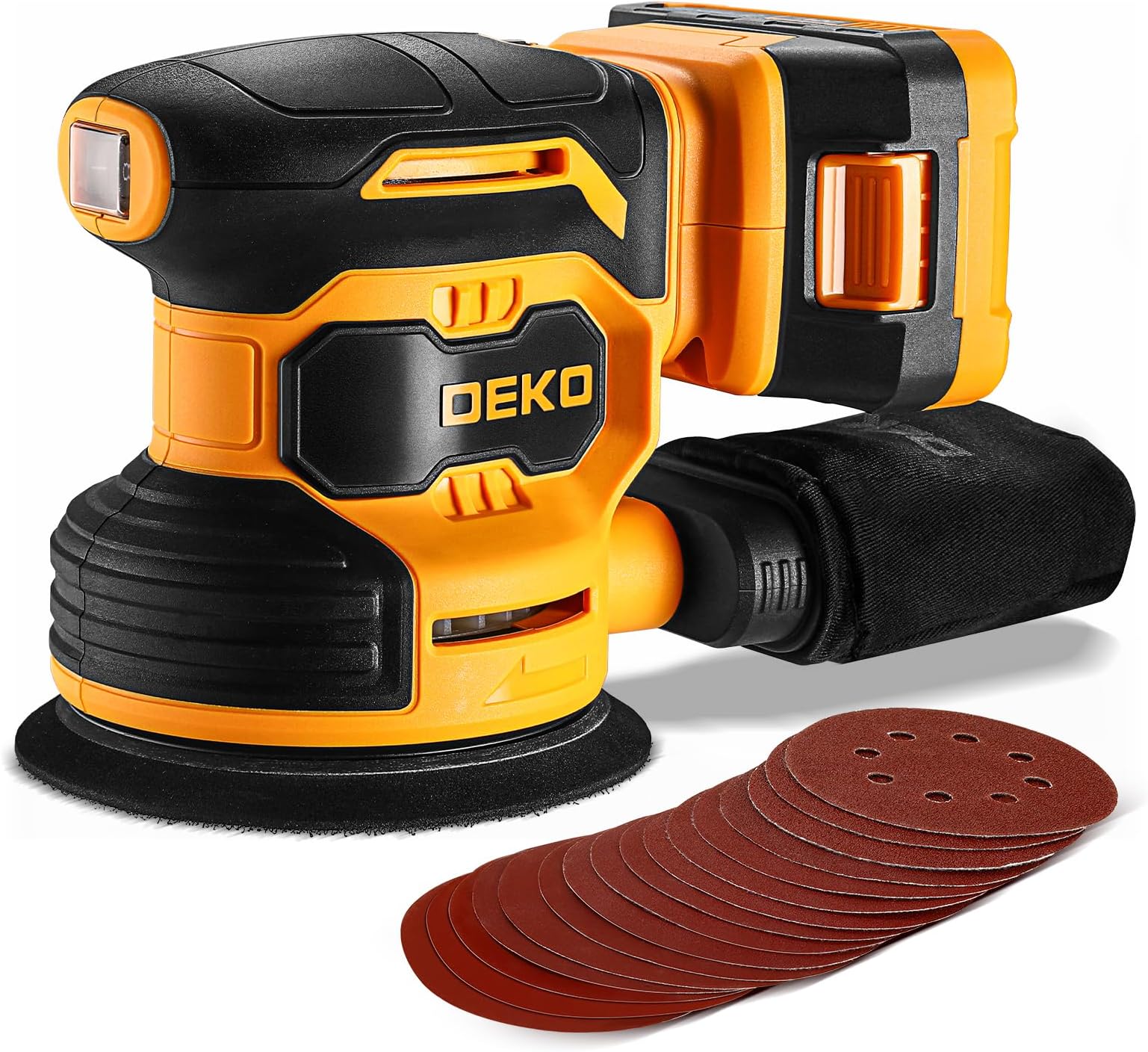 DEKOPRO 20V Orbital Sander Cordless Power Sander Tool with Battery and ...
