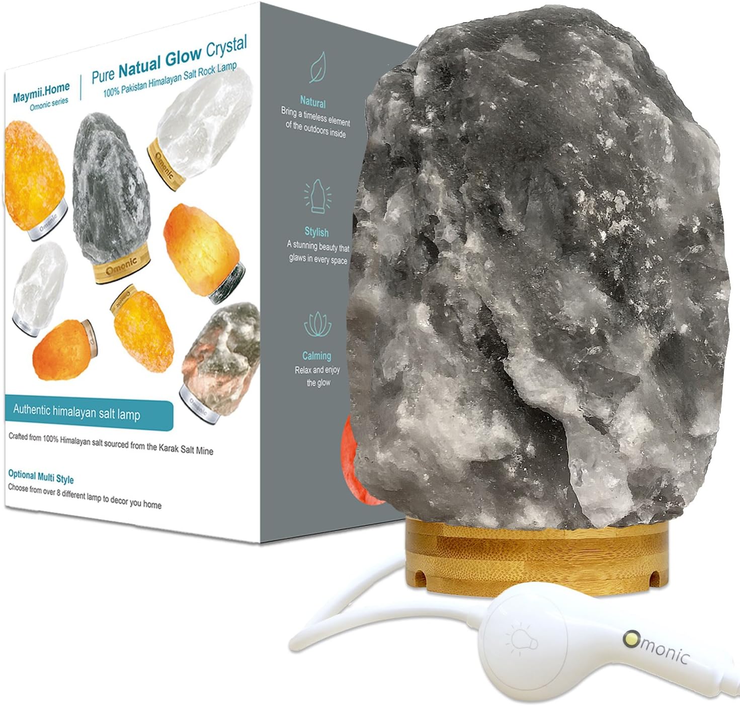 Amazon.com: Rare Gray Grey Black Himalayan Salt Lamp Night Light Lights ...