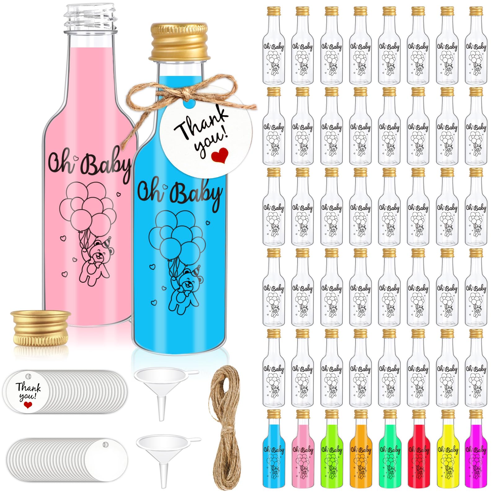 Amazon.com: OurWarm 50 Pack Baby Shower Mini Liquor Bottles, 1.7oz ...