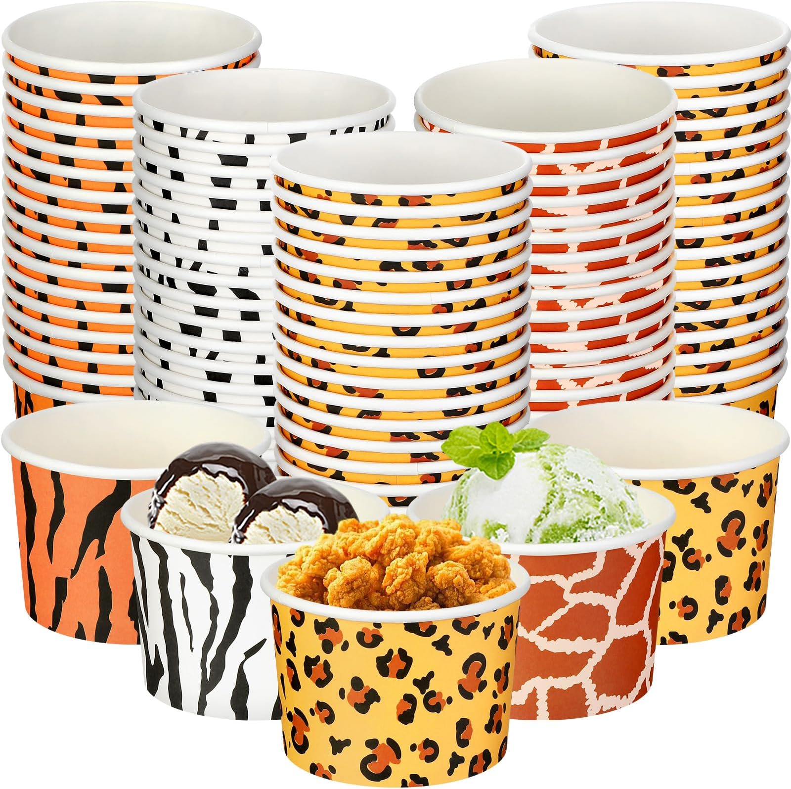 Amazon.com: Irenare 200 Pcs Jungle Cups Safari Ice Cream Bowls Animal ...