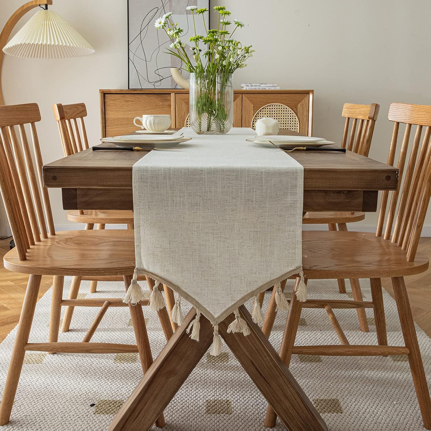 Amazon.com: Beda Home Rustic Linen Table Runner Farmhouse Style Table ...