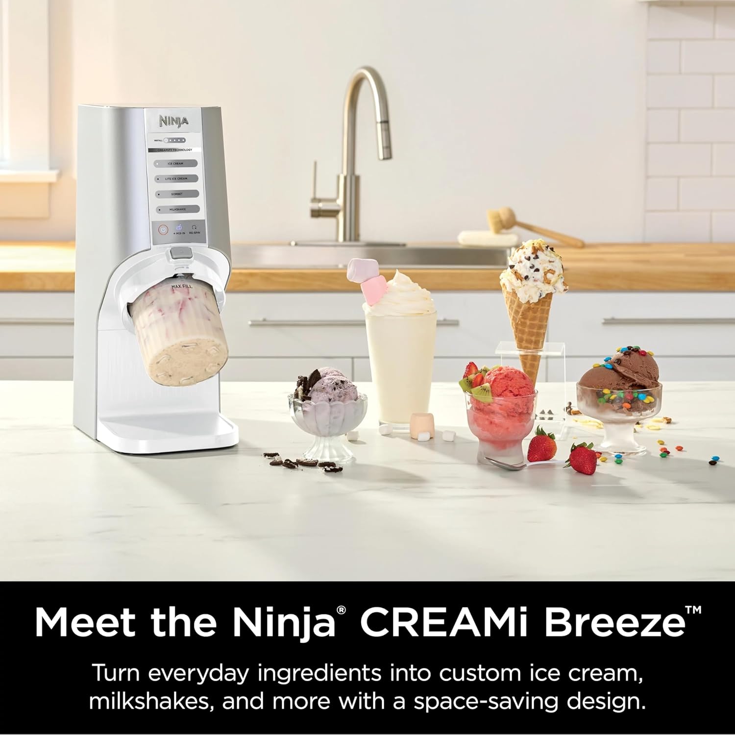 Ninja NC100 CREAMi Breeze – Máquina para hacer helados, para sorbete ...