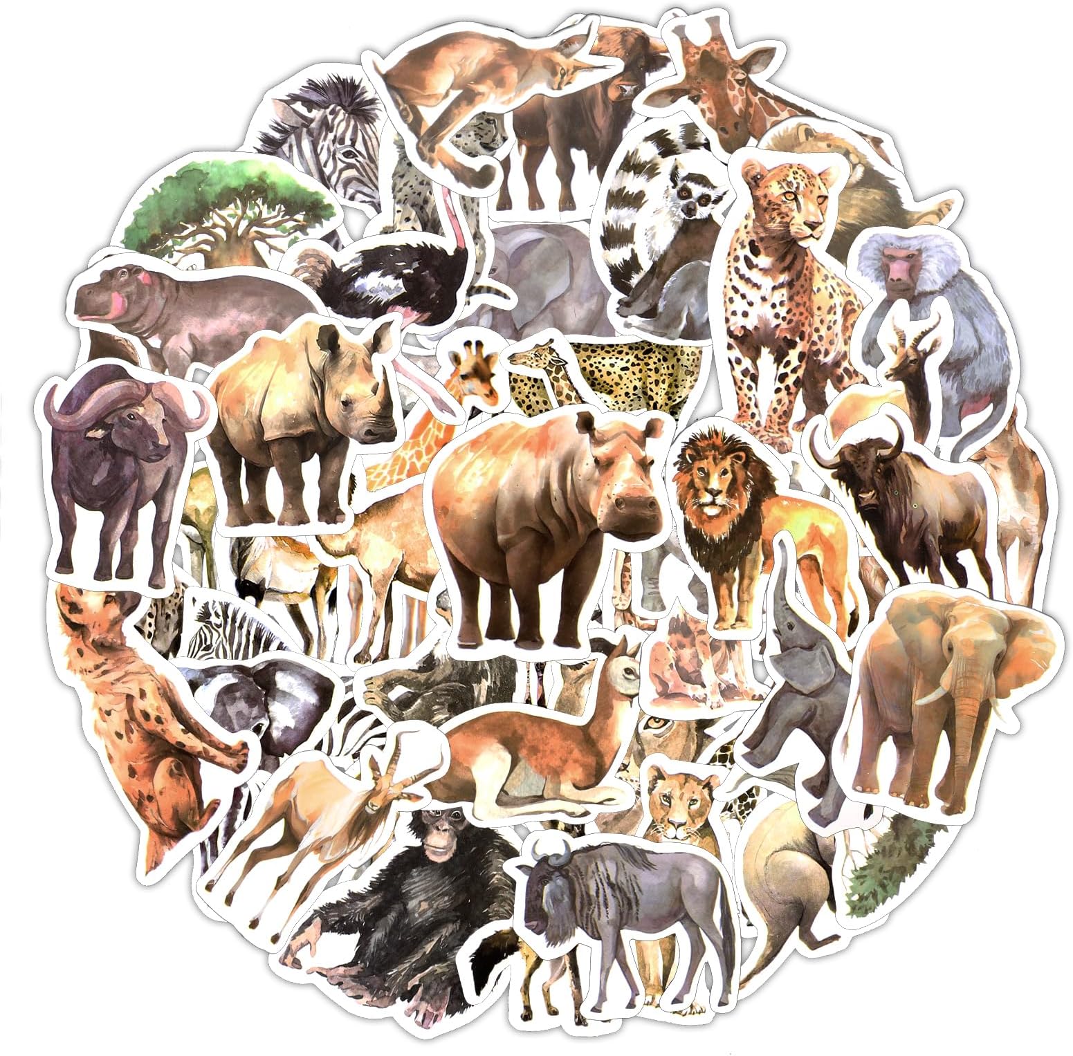 Amazon.com: 200pcs Jungle Realistic Animal Stickers, Waterproof ...