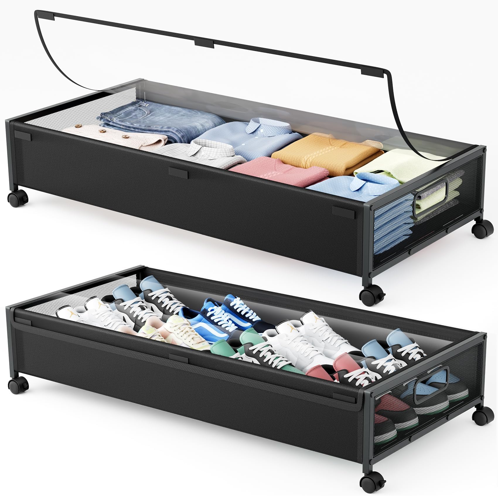 Amazon.com: MixcMax Under Bed Storage Bins With Lids - 2Pack Lengthen ...