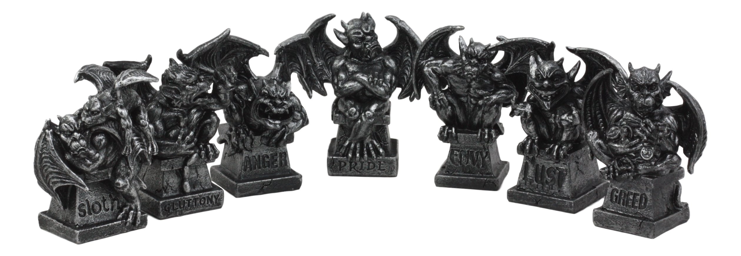 Ebros Gift Allegorical Seven Deadly Sins Gargoyle Figurine Set of 7 ...