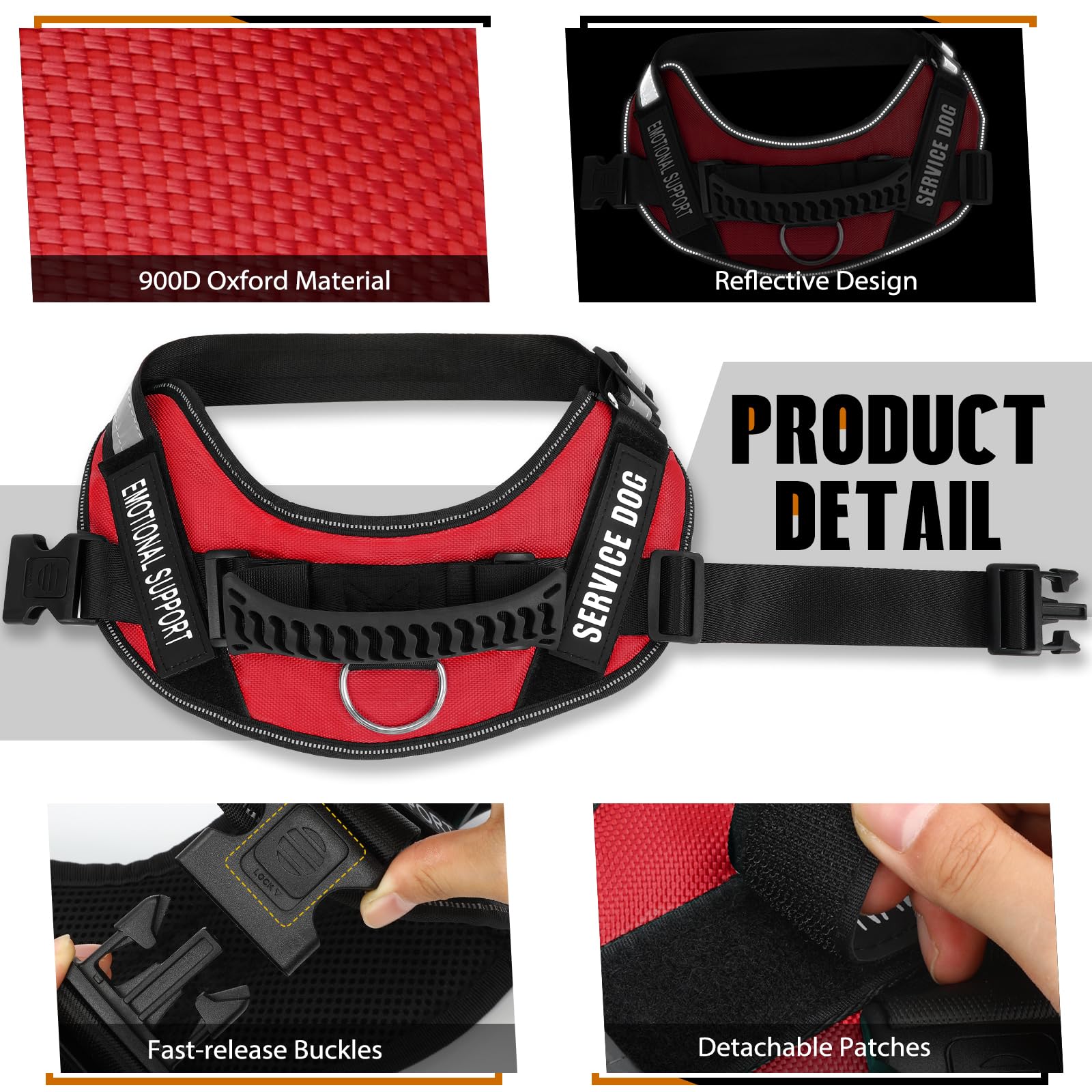 Snapklik.com : Service Dog Vest Harness + 50 ADA Information Cards + 4 ...