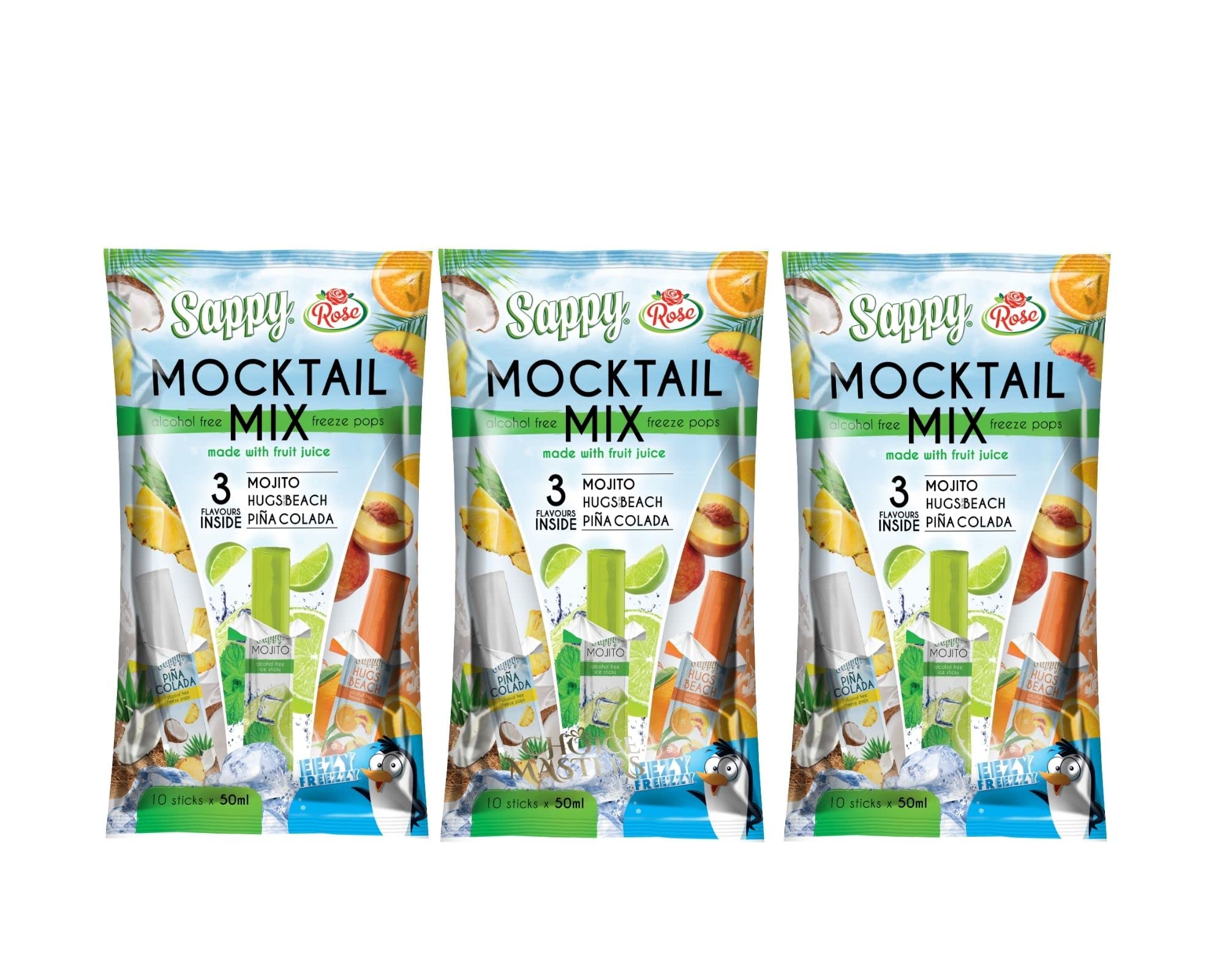 Buy 30 X Mocktail Mix Freeze Pops Poles Lollies - 3 Flavours - Mojito ...