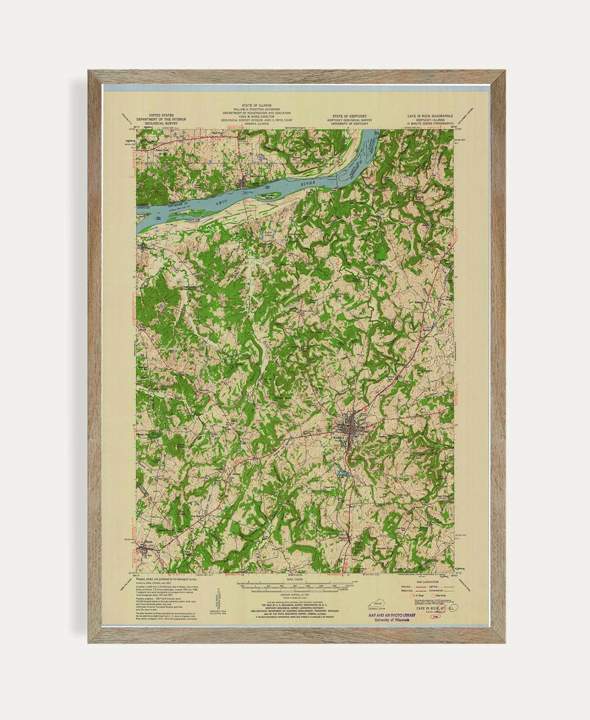 Amazon.com: MG Global USGS Historic Map Poster of Cave in Rock 1958 ...