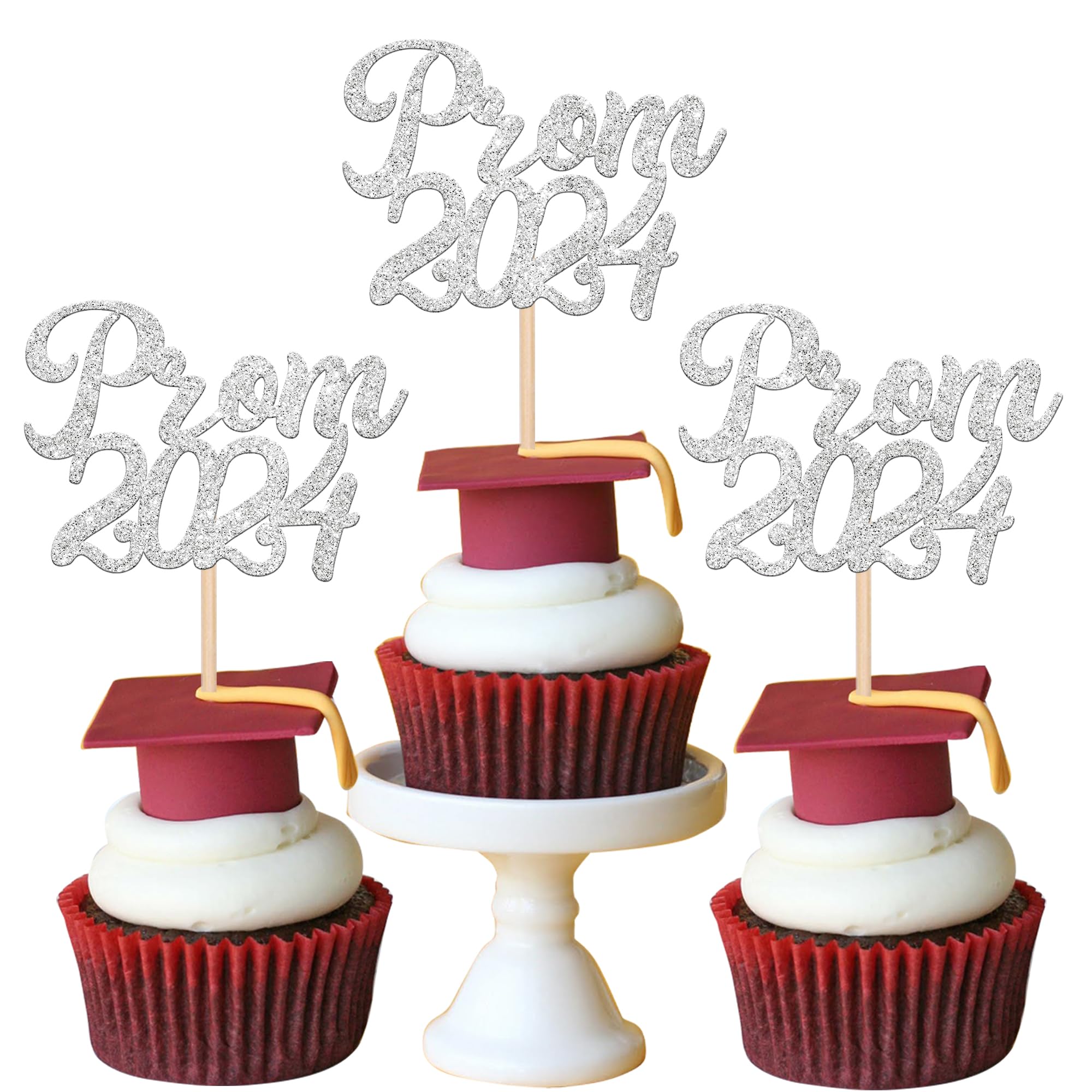 Amazon.com: Rsstarxi 24 Pack Prom 2024 Cupcake Toppers Glitter Prom ...