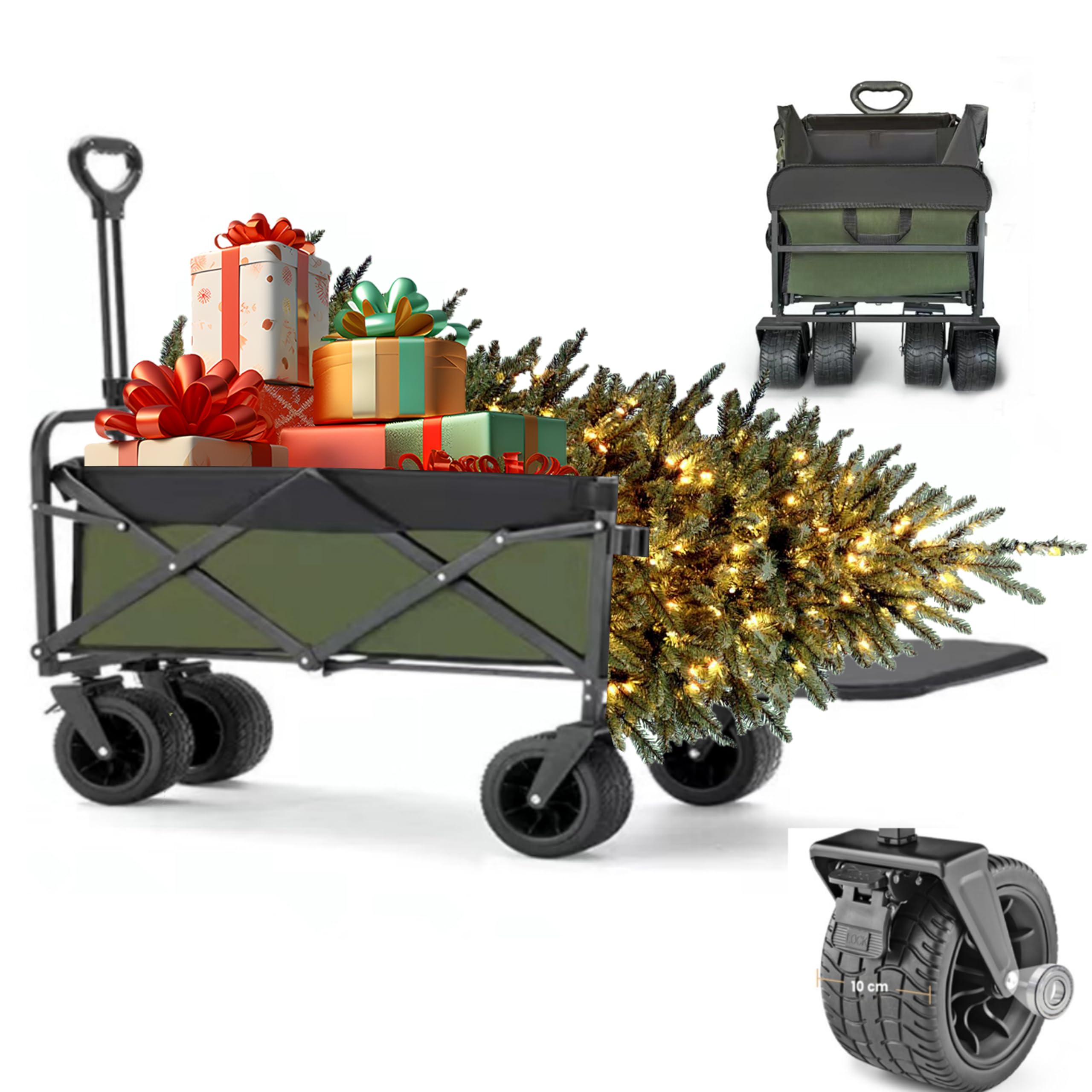 Trolley on wheels,8 Inches Big Wheels With Brakes,175KG/200L Heavy Duty ...