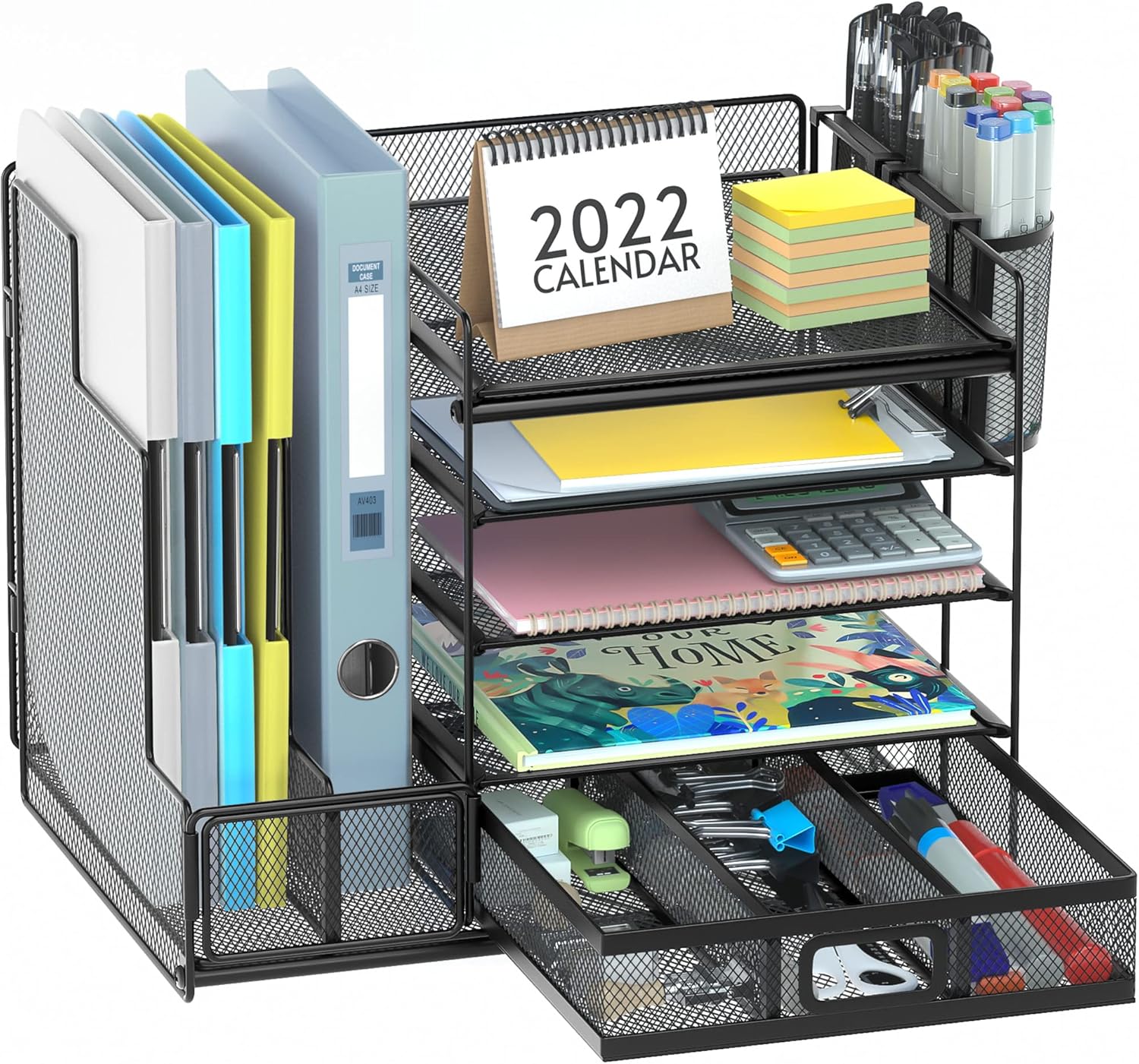 Amazon.com: Egepon Desk Organizer with File Holder, 4-Tier Mesh Office ...