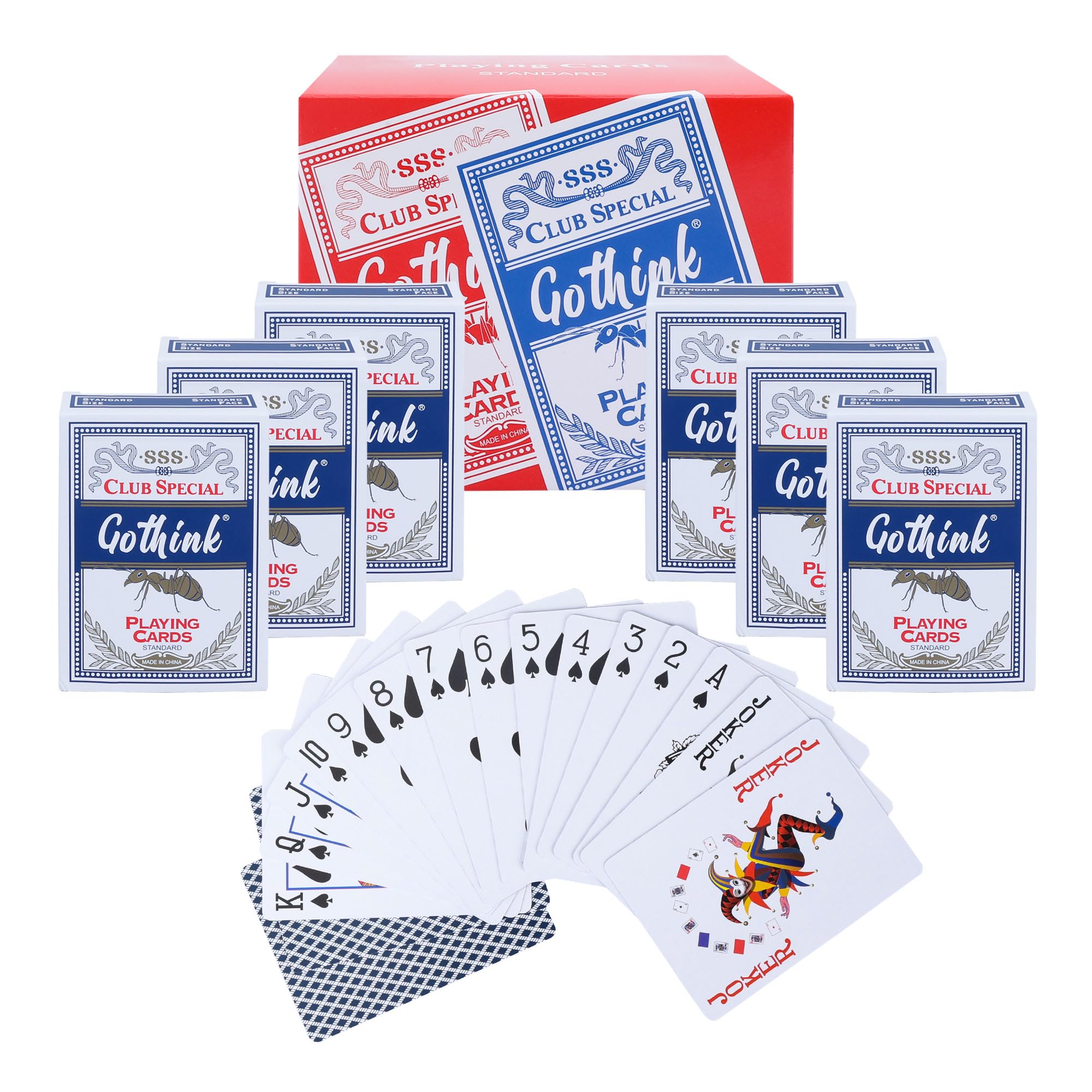 Amazon.com: GOTHINK Playing Cards, 6 Pack, 6 Blue Decks of Cards, Poker ...