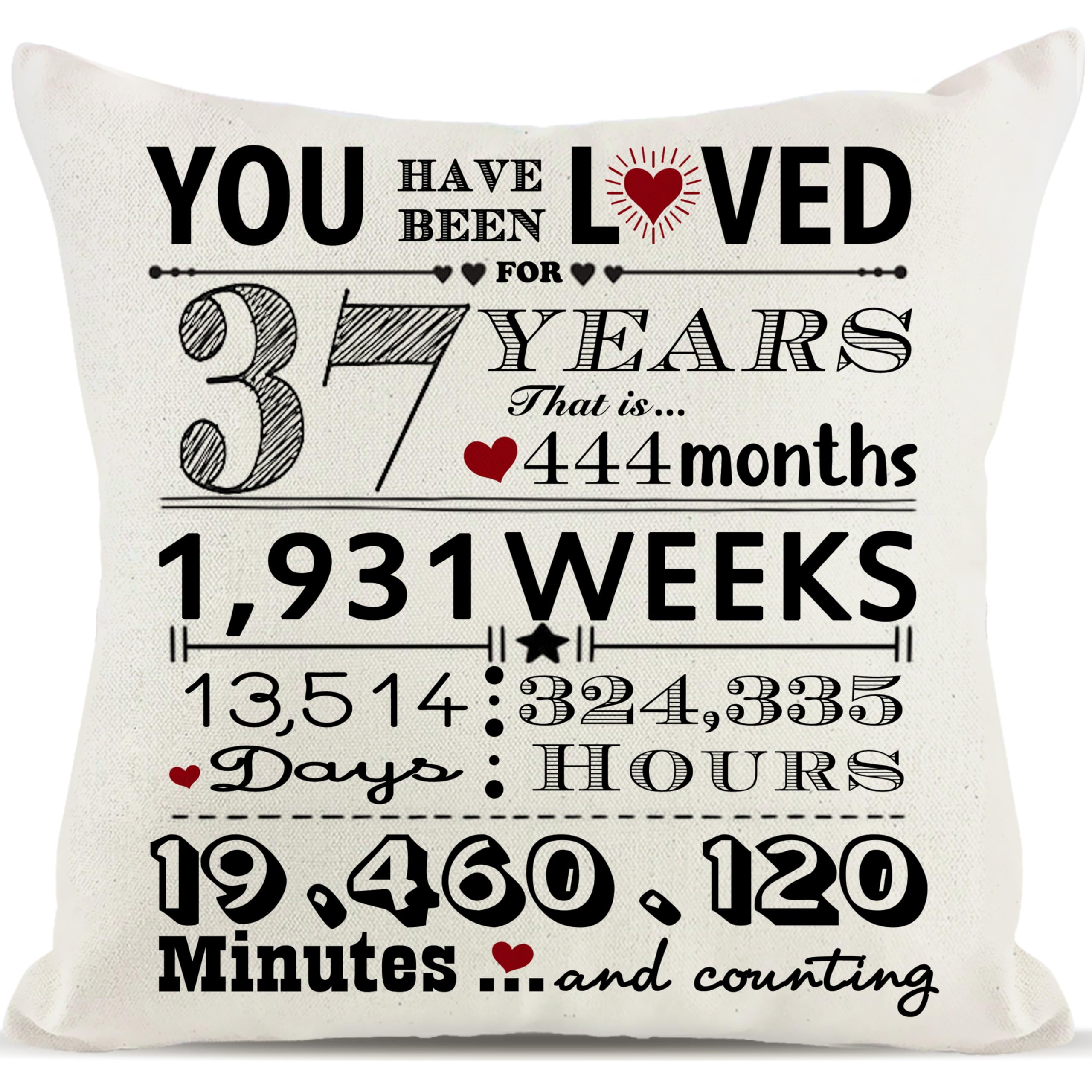 Amazon.com: You Have Been Loved for 37 Years Throw Pillow Cover 37th ...