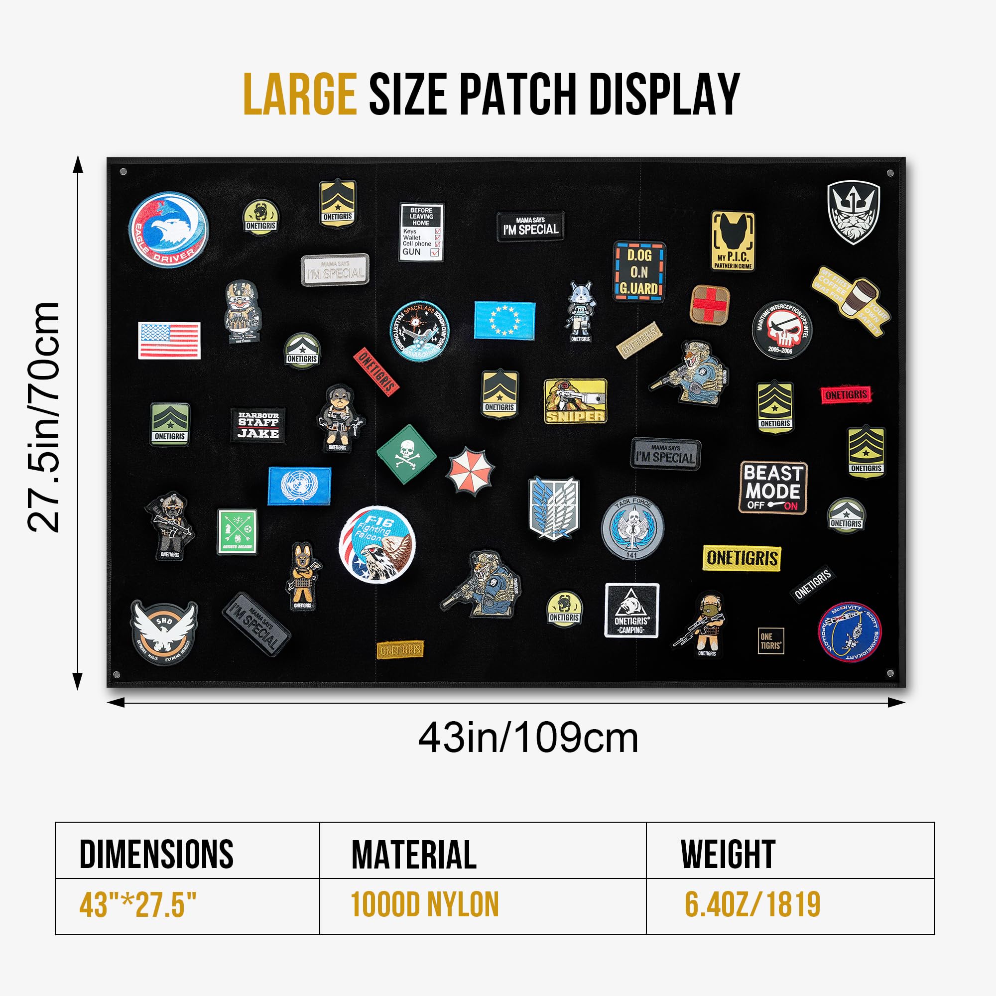 Snapklik.com : OneTigris Tactical Patch Display, 43"x27.5" Military ...