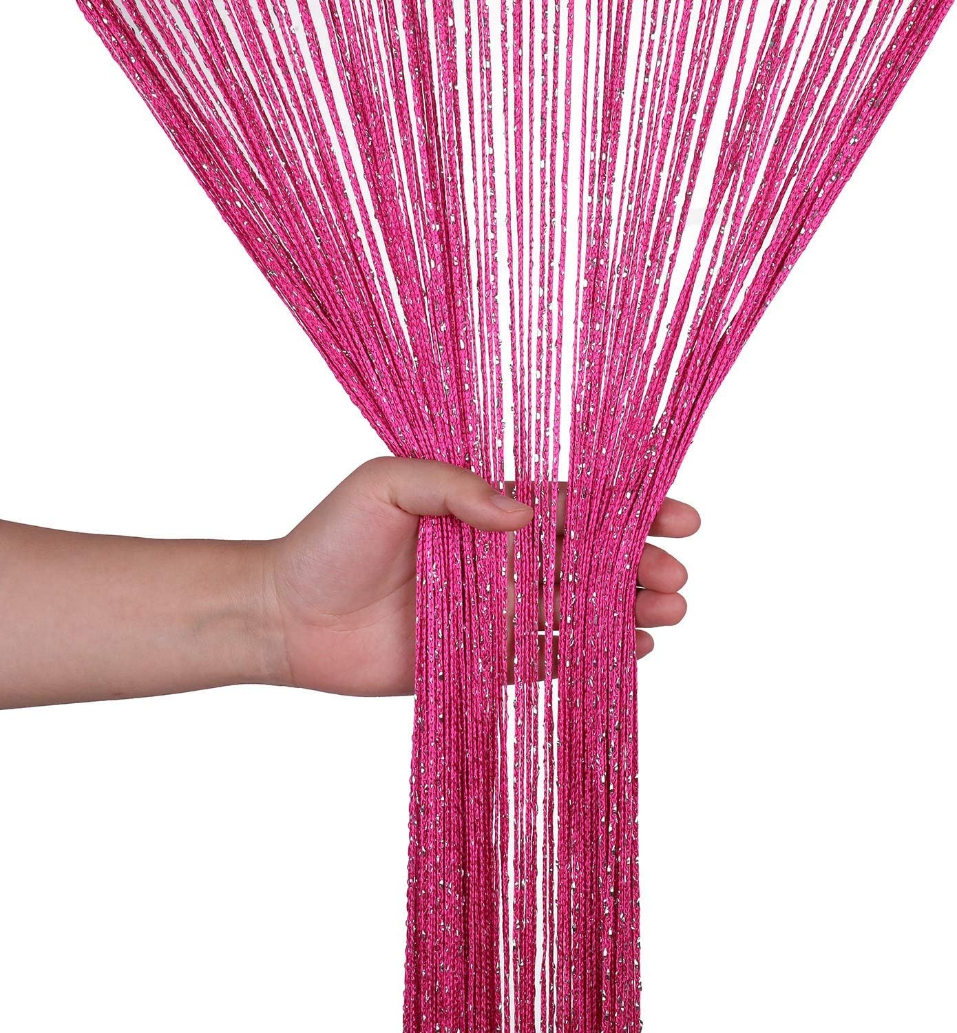 Amazon.com - WedDecor Hot Pink String Curtains Glitter Fringe Panel Fly ...