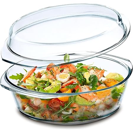 Amazon.com: Moss & Stone Basics 3-Piece Glass Casserole With Covered ...