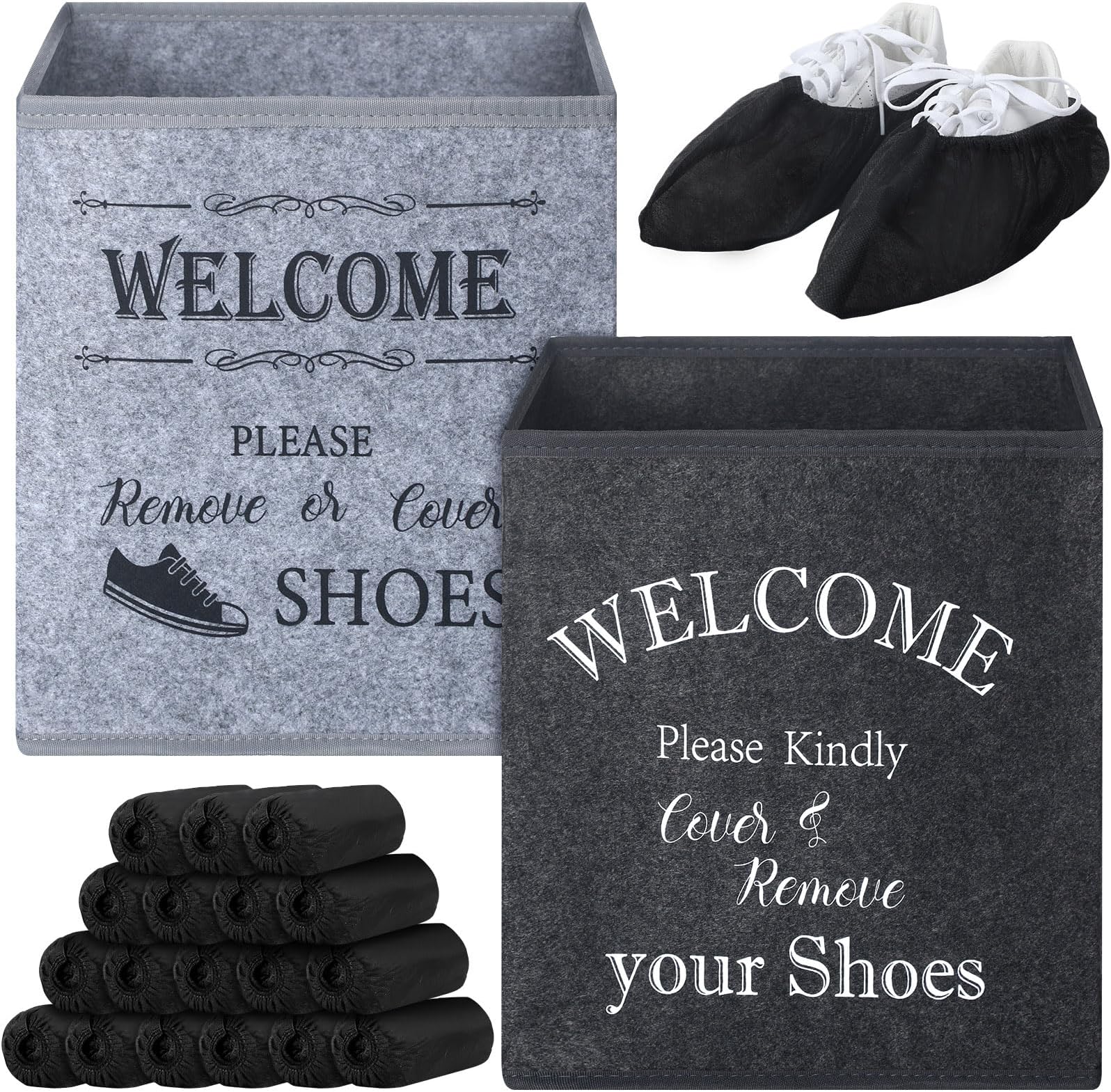 Amazon.com: Yiyiring 2 Pcs Shoe Covers Box with 200 Pcs Disposable Non ...