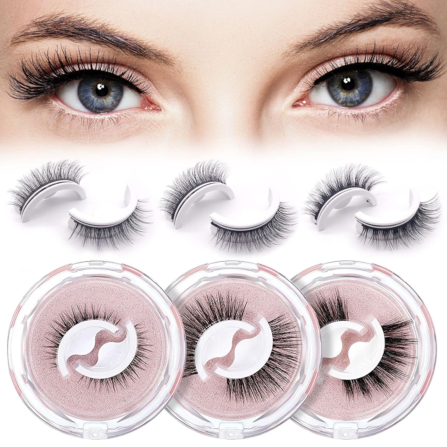 Amazon.com: TRIIR Self Adhesive Eyelashes 3 Pairs, Reusable Waterproof ...
