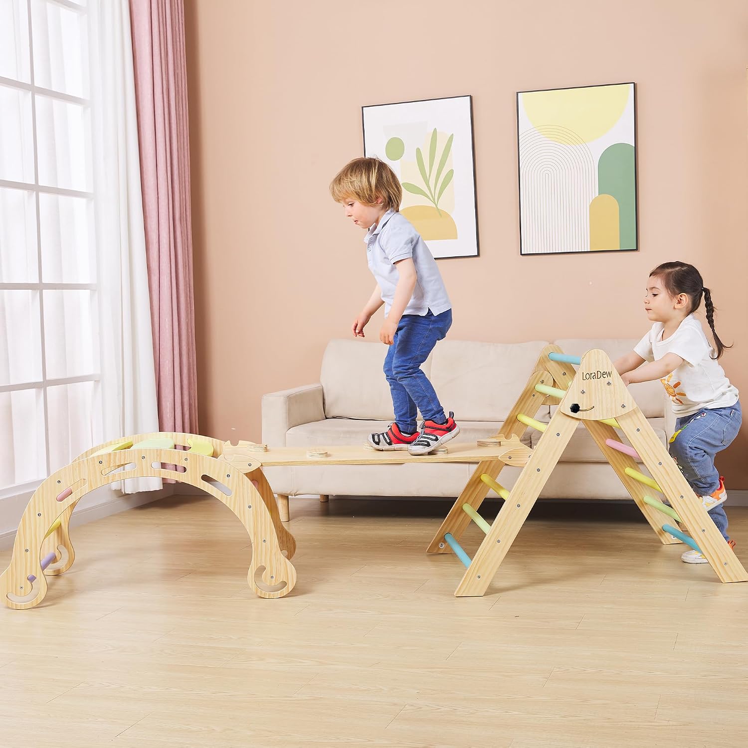 Amazon.com: Pikler Triangle Set, Climbing Toys for Toddlers 1-3 Age up ...