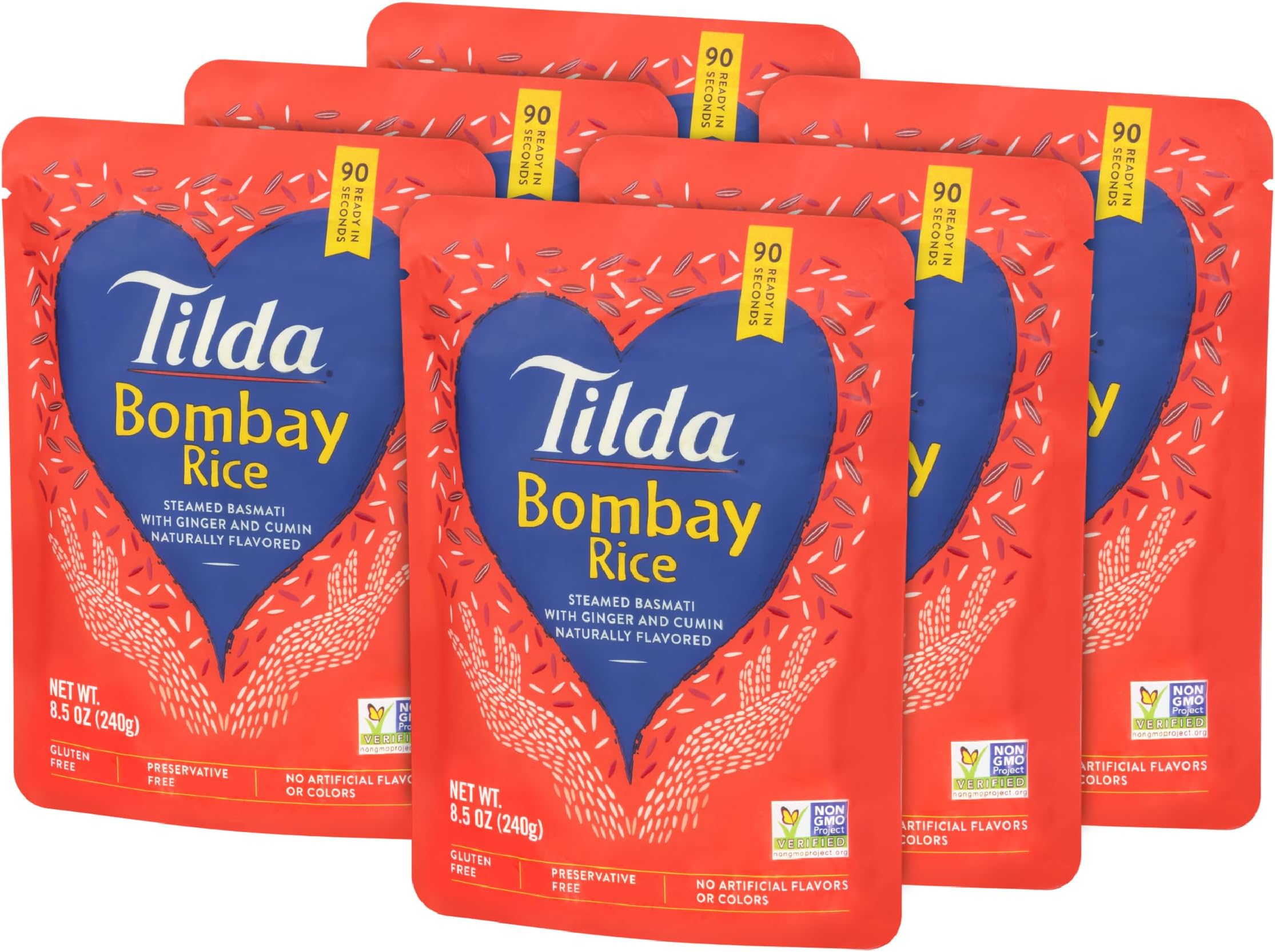 Amazon.com : Tilda Ready To Heat Bombay Rice, No Artificial Colors ...