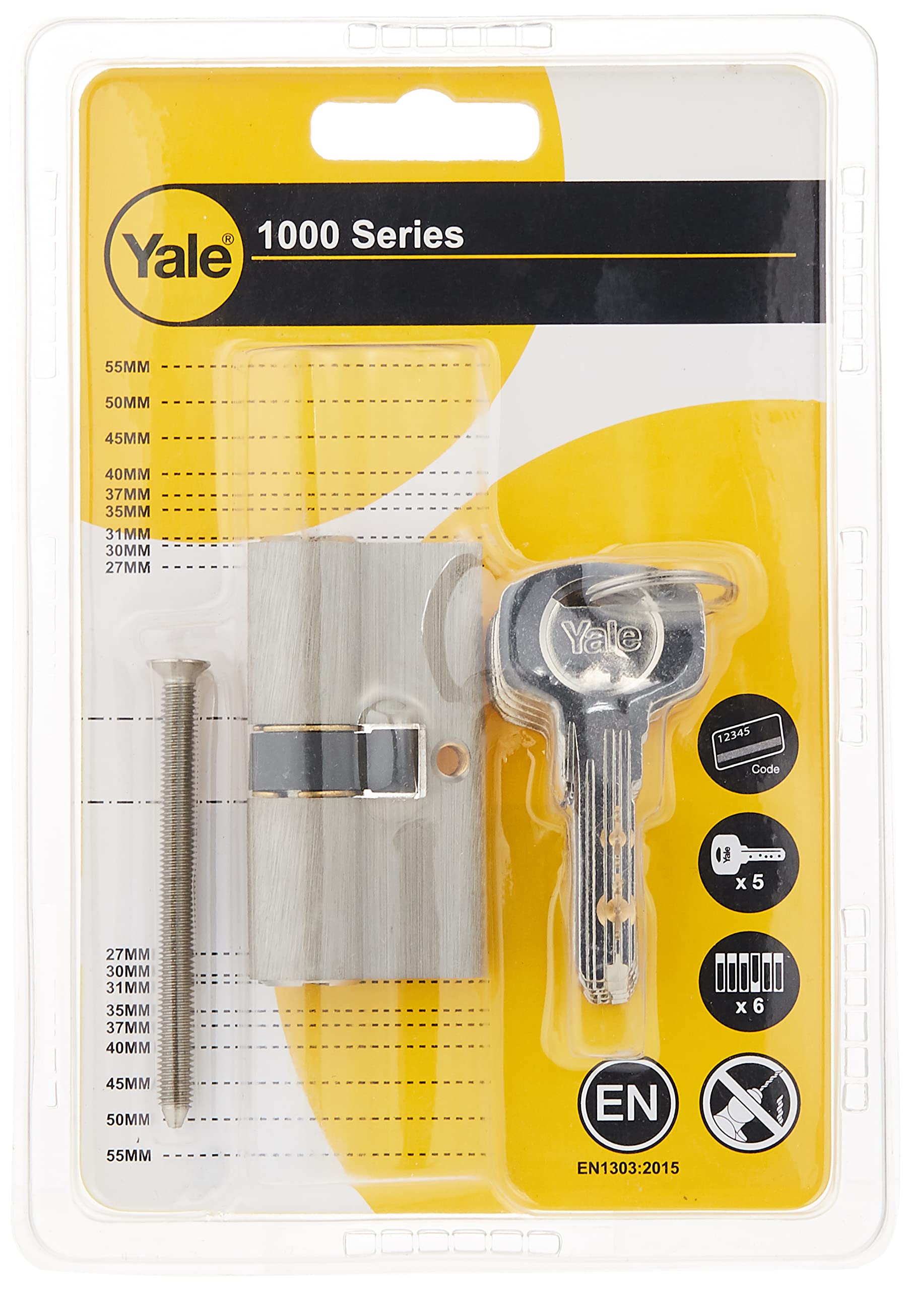 Yale 10-1002-3030-00-22-01, 1000 Series Double Euro Profile Cylinder ...
