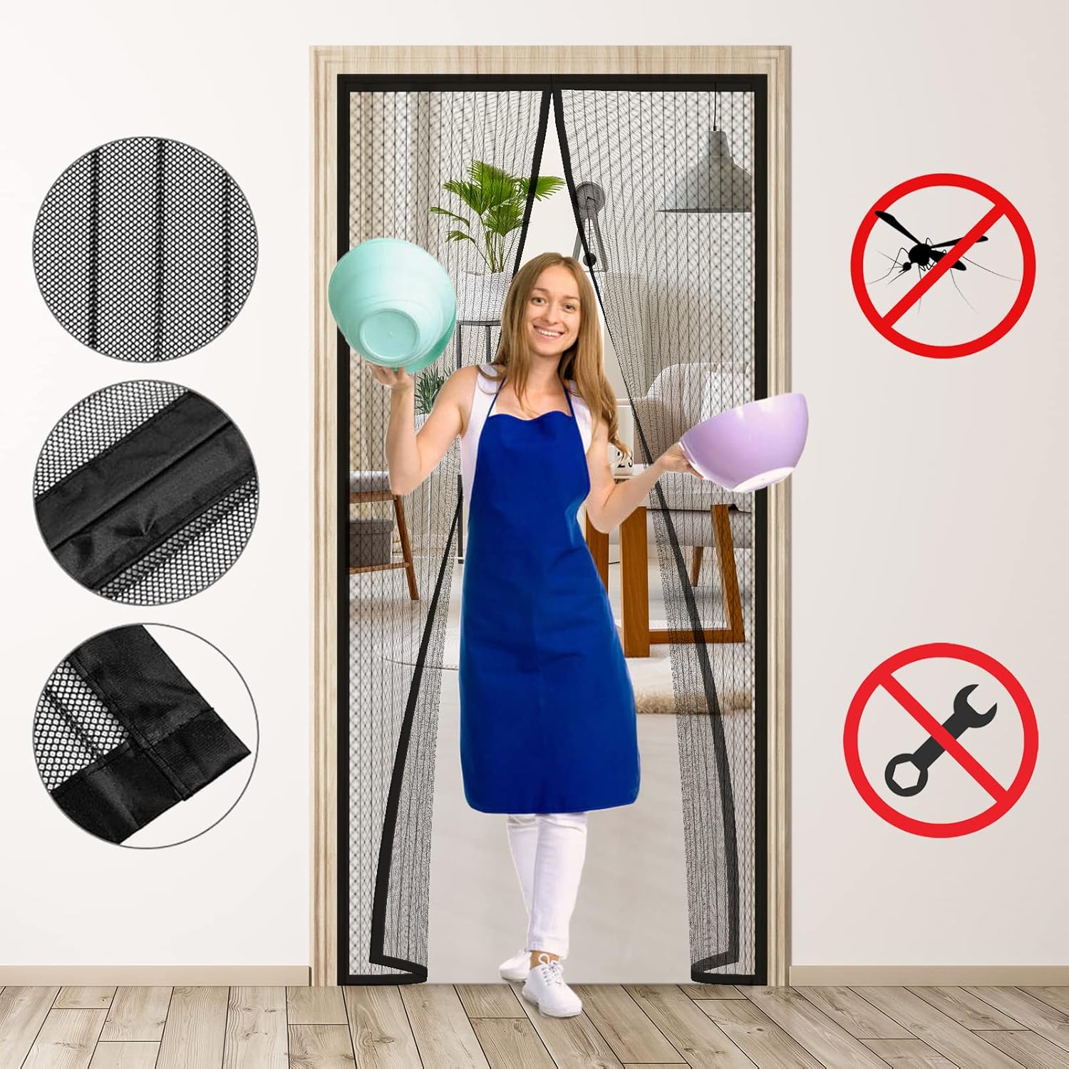 Meet Beauty Magnetic Fly Screen Door, Professional, 95 x 210 cm, Insect ...