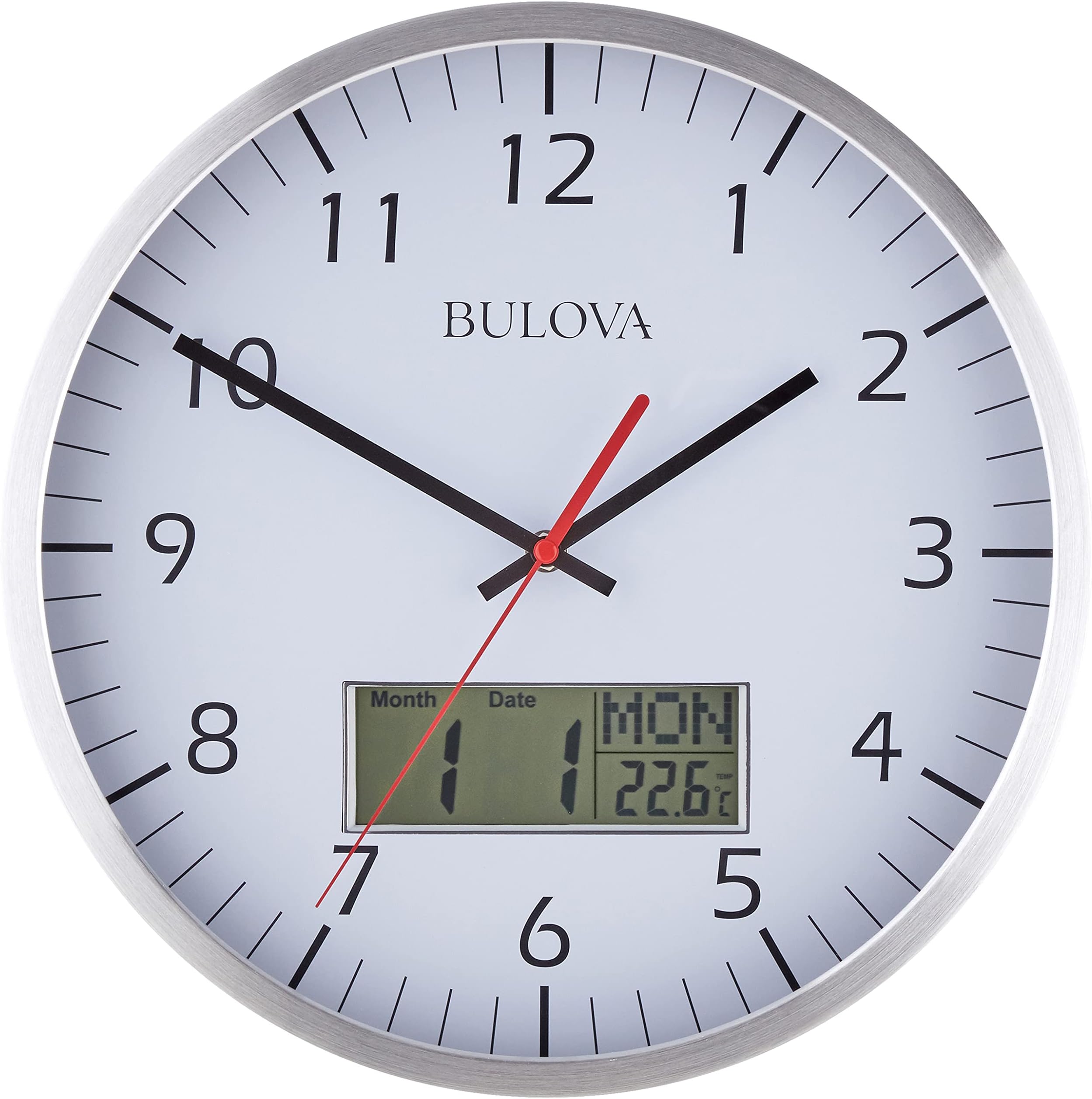 Amazon.com: Bulova Steel Oversize Wall Clock, 27", Silver and Blue ...