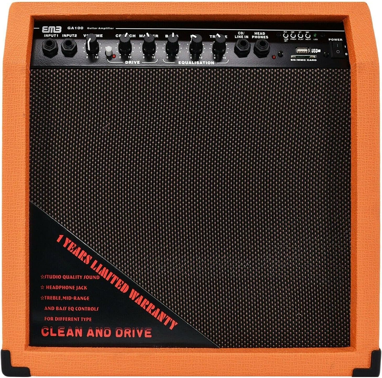 Amazon.com: EMB GA100 500W 10" Electric Guitar Amplifier Speaker ...
