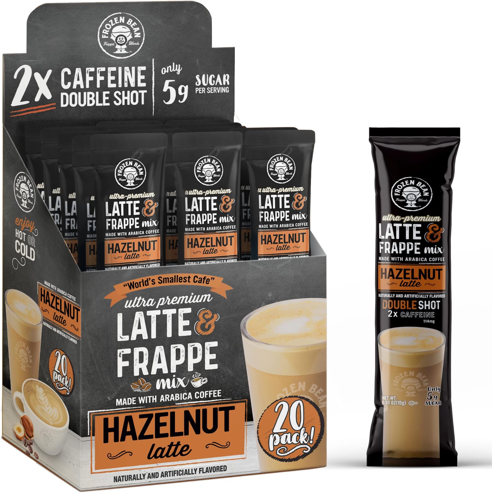 Amazon.com : The Frozen Bean - Hazelnut Frappe & Latte Instant Mix with ...