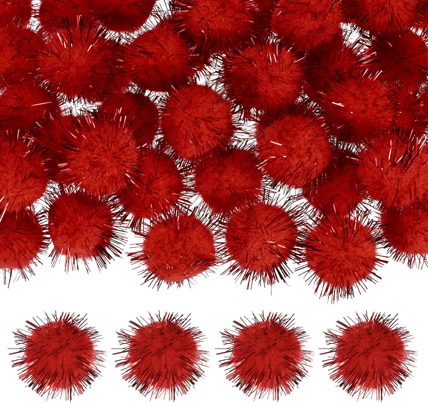 Amazon.com: M METERXITY 60-Pack Glitter Pom Pom Balls, 1 in/2.5 cm Mini ...