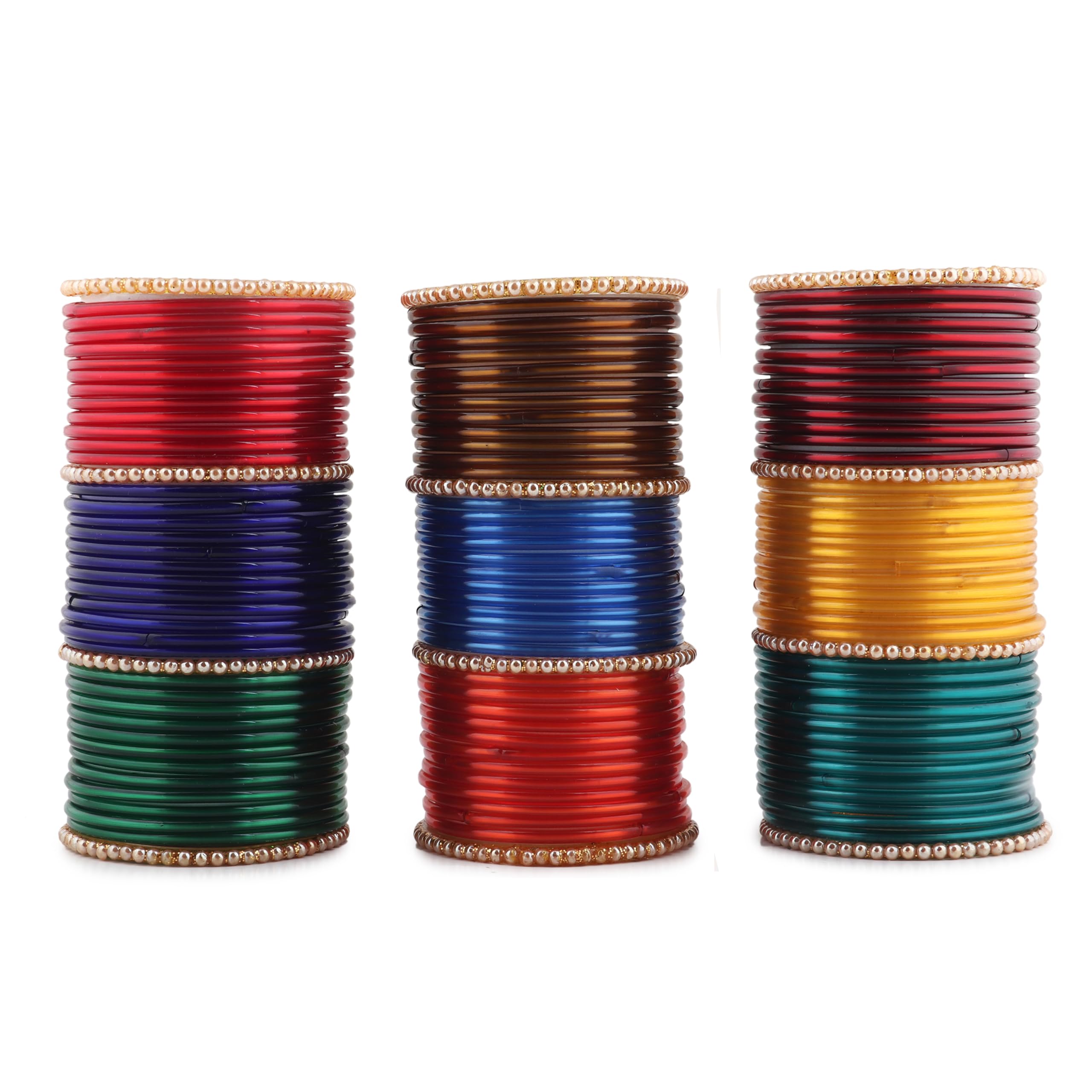Buy Khannak Traditional Glossy Shine Plain Glass Bangles 9 colours 12 ...