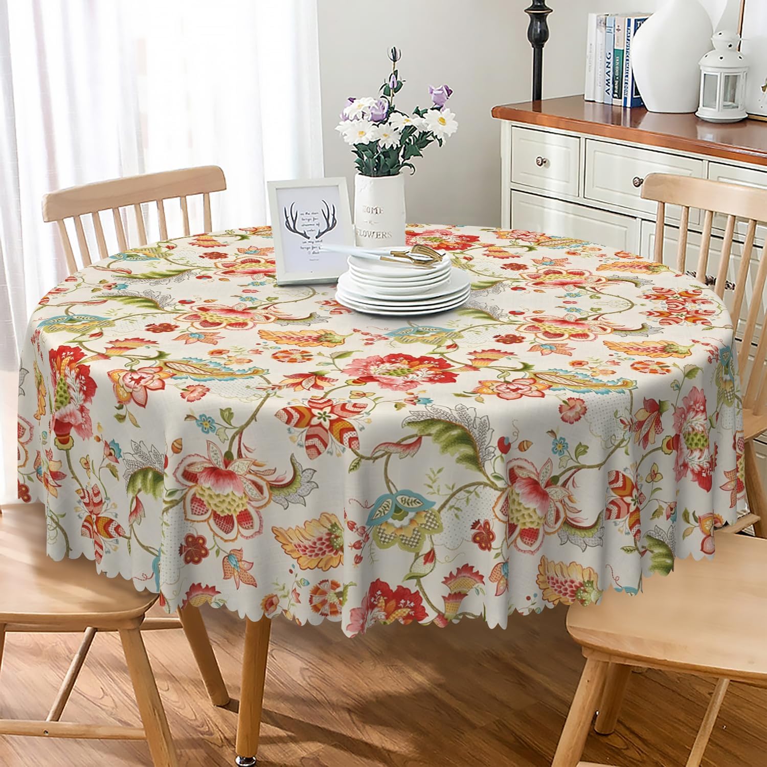 Amazon.com: TTQYFNM Vintage Floral Round Tablecloth 42 Inch Bohemian ...
