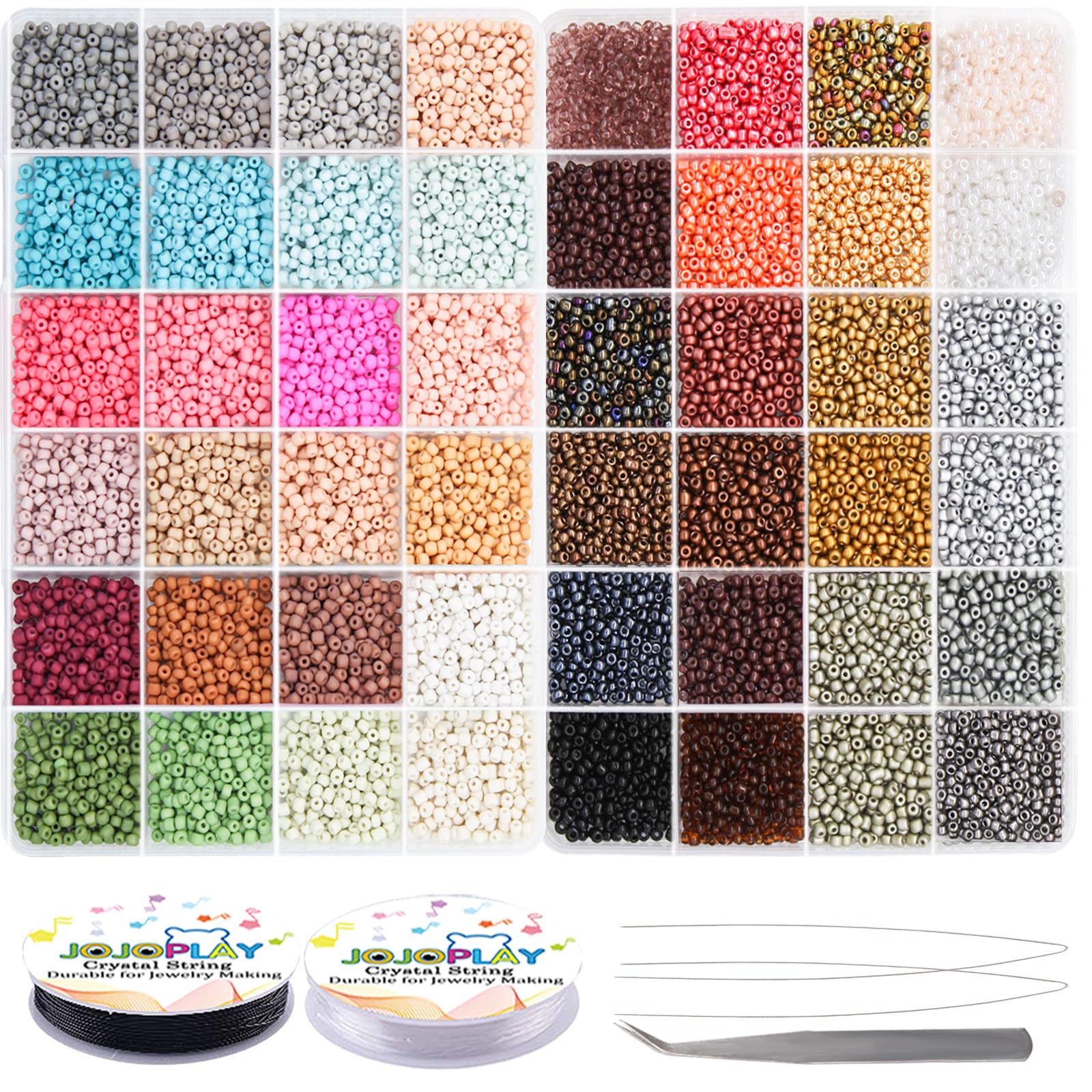 Amazon.com: JOJOPLAY Glass Seed Beads Kit 3mm Small Waist Beads 8/0 ...