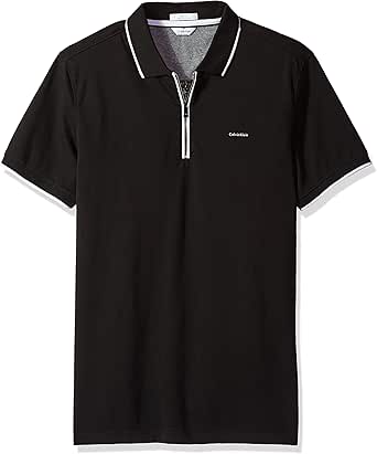 Calvin Klein Men's Slim Fit Short Sleeve Ottoman Blocked Collar Polo ...
