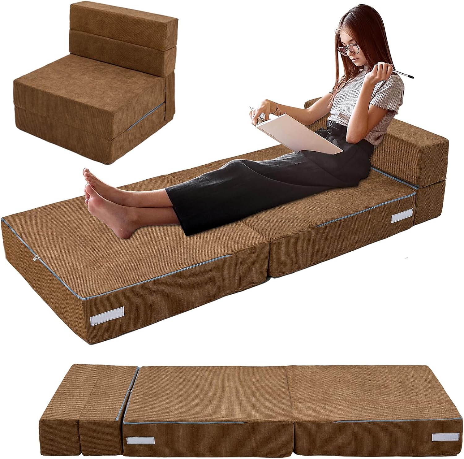 Amazon.com: DoCred 6" Extra Thick Folding Sofa Bed Floor Mattress for ...