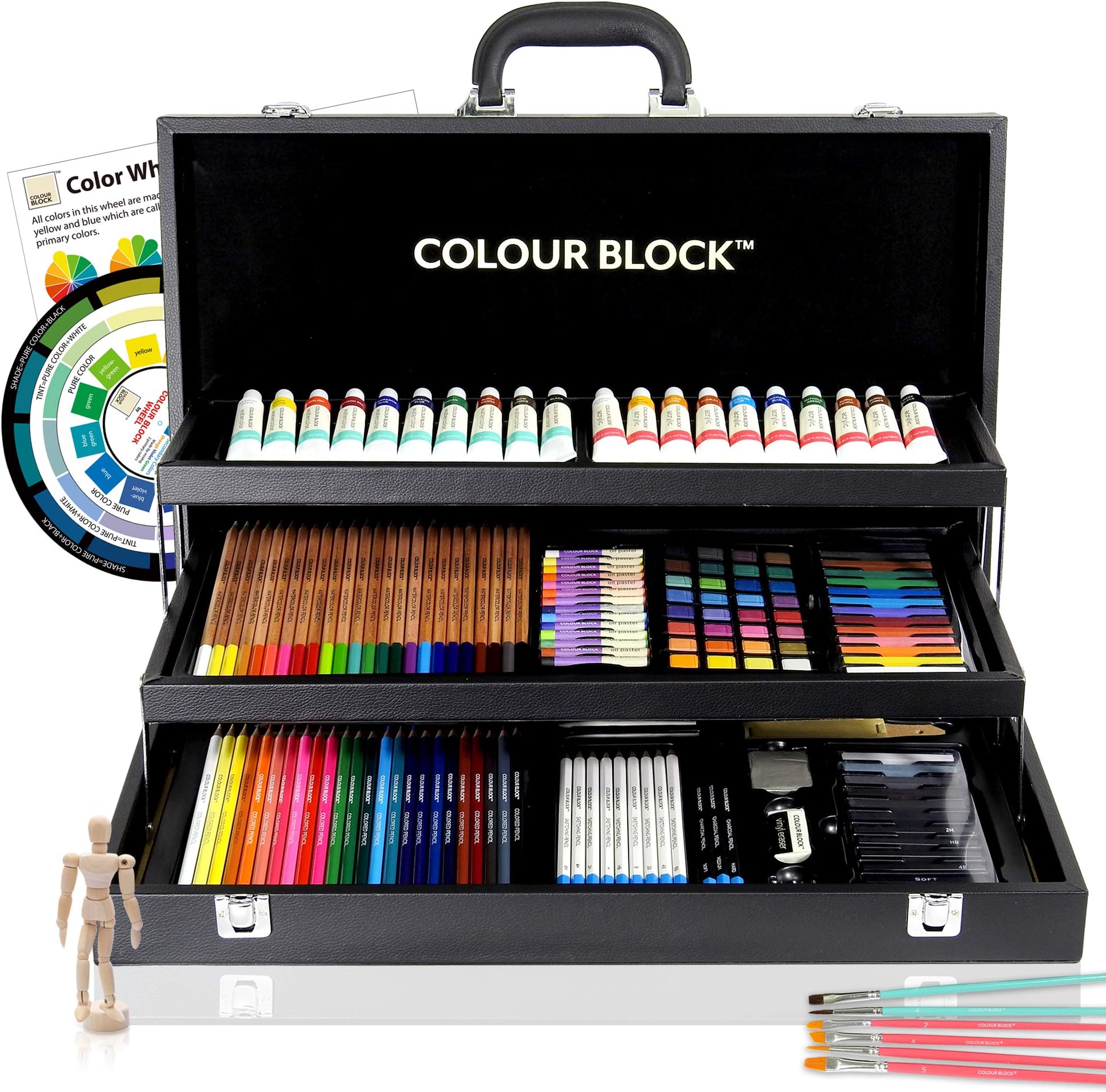 Amazon.com : COLOUR BLOCK 181 pc Mixed Media Art Set in Durable ...