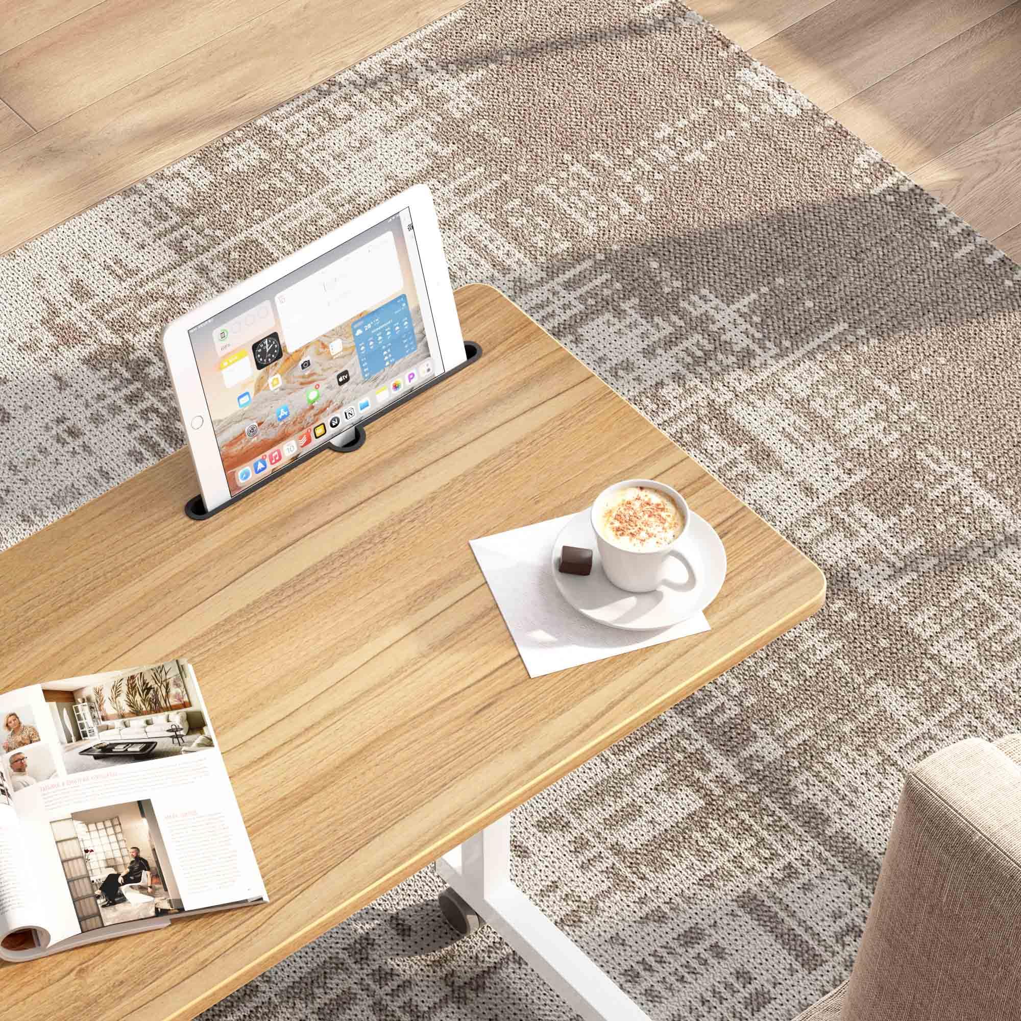 Wellynap 31.4” Mobile Side Table, Adjustable Movable with Tablet Slot ...