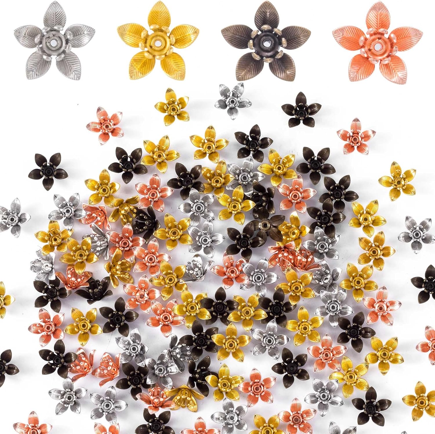 Amazon.com: OIIKI 80Pcs Flower Bead Caps for Jewelry Making, Metal ...