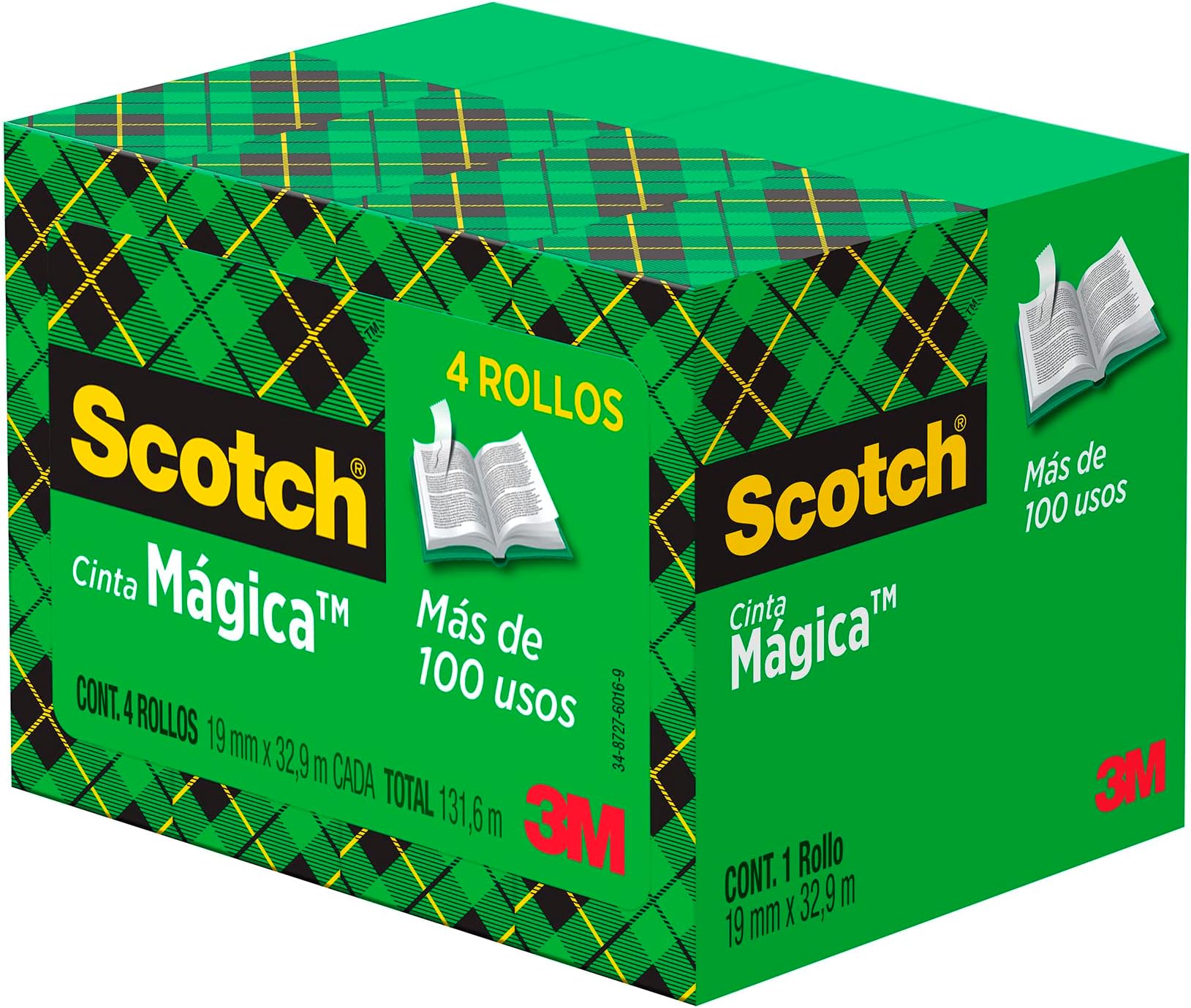 Scotch Cinta Mágica Adhesiva, Transparente mate, 19 mm x 32.9 m, 3-pack ...